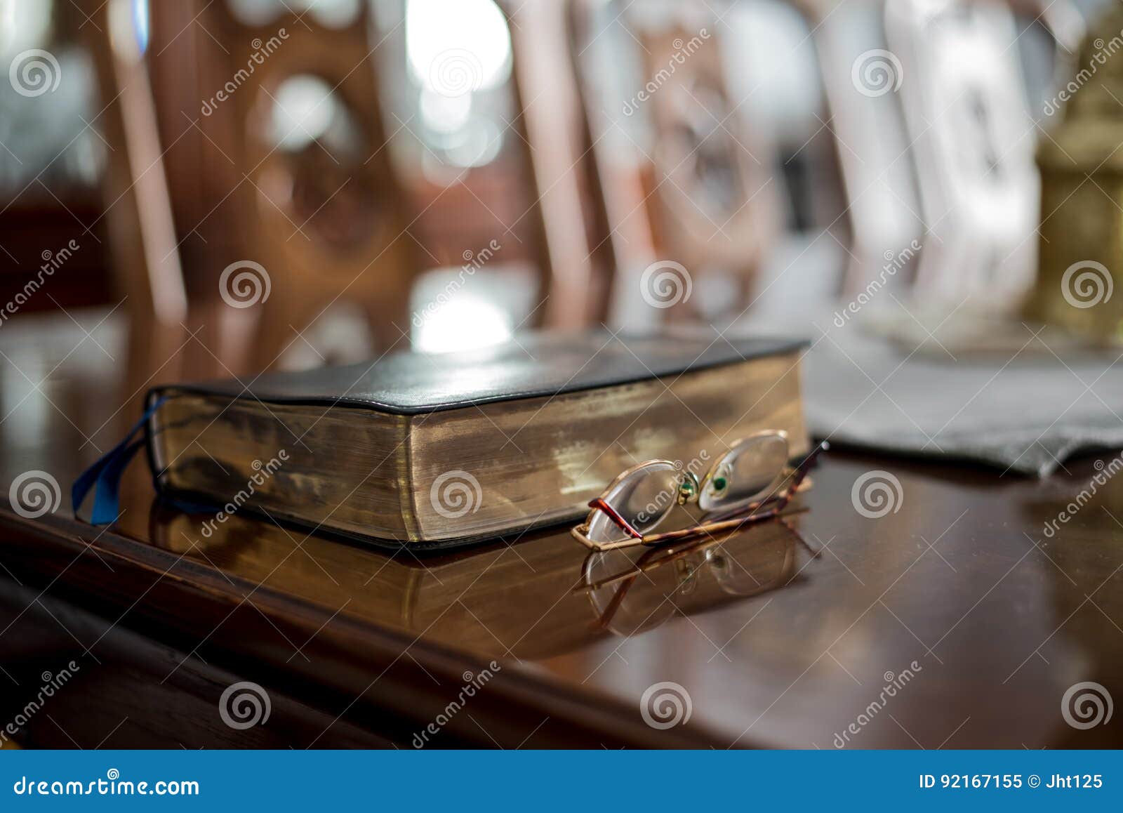 Reading the Bible with Reading Glasses Stock Image - Image of adventist ...