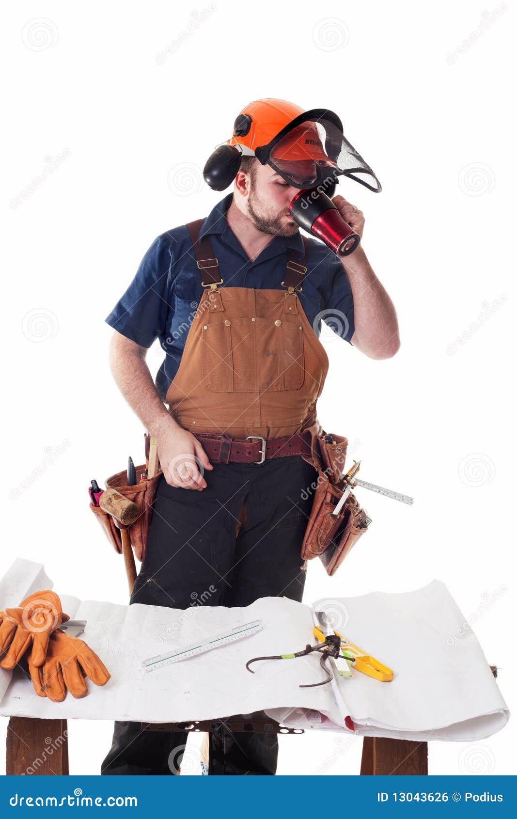 Reading the Blueprints stock photo. Image of business - 13043626