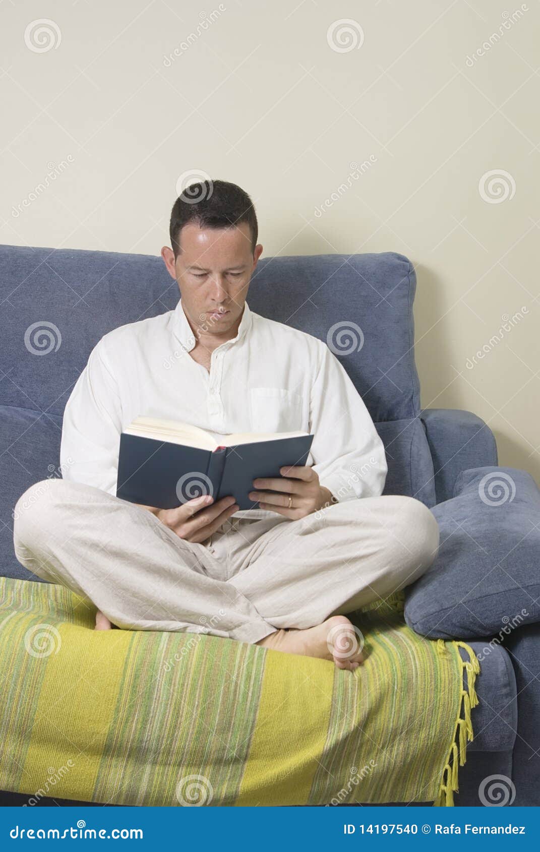 Reading a book stock photo. Image of male, sitting, blue - 14197540