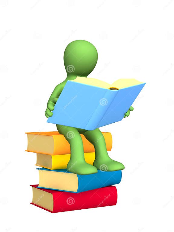 Reading the book 3d puppet stock illustration. Illustration of ...