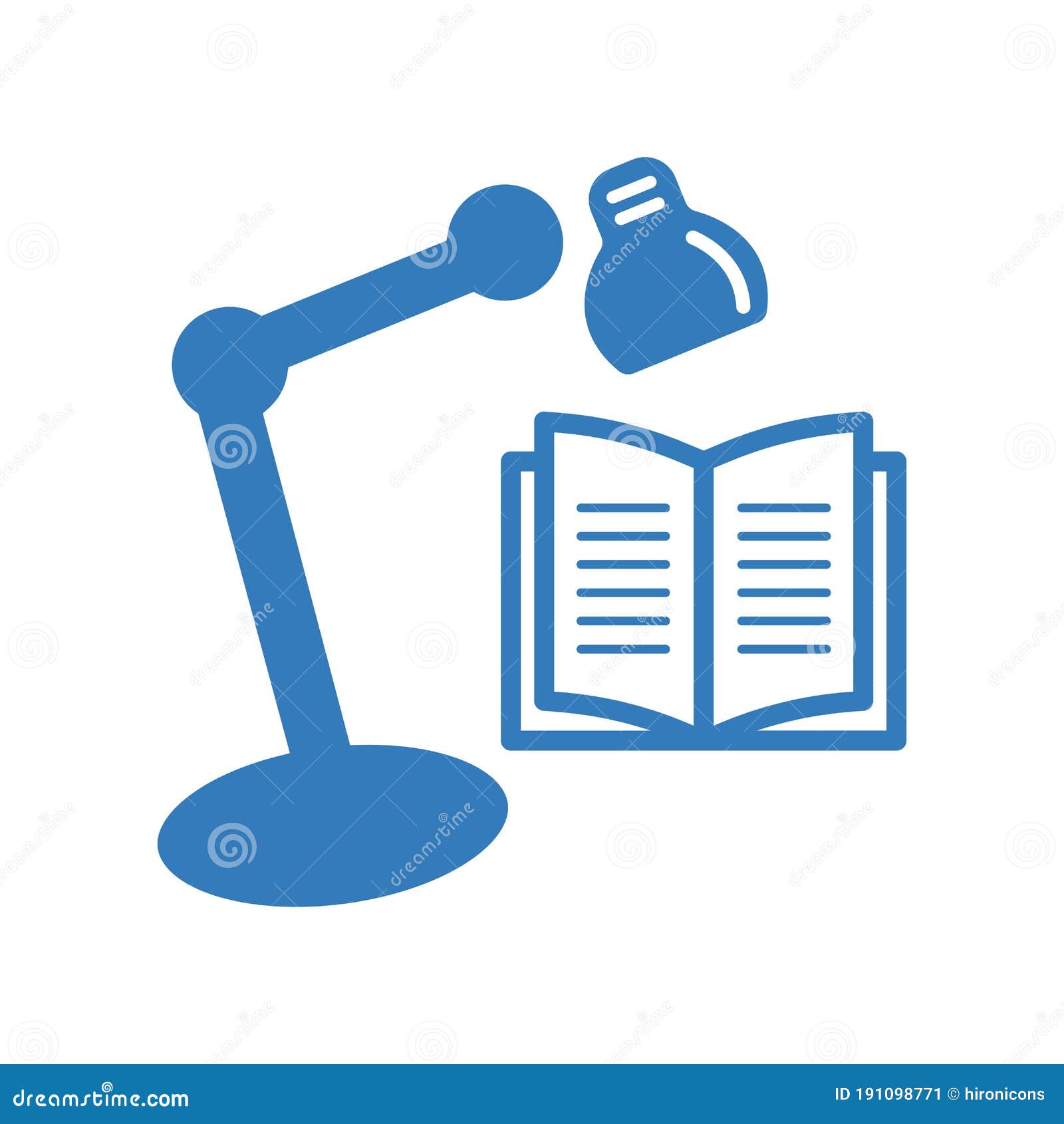 Reading Book Blue Icon with Table Light Stock Vector - Illustration of ...