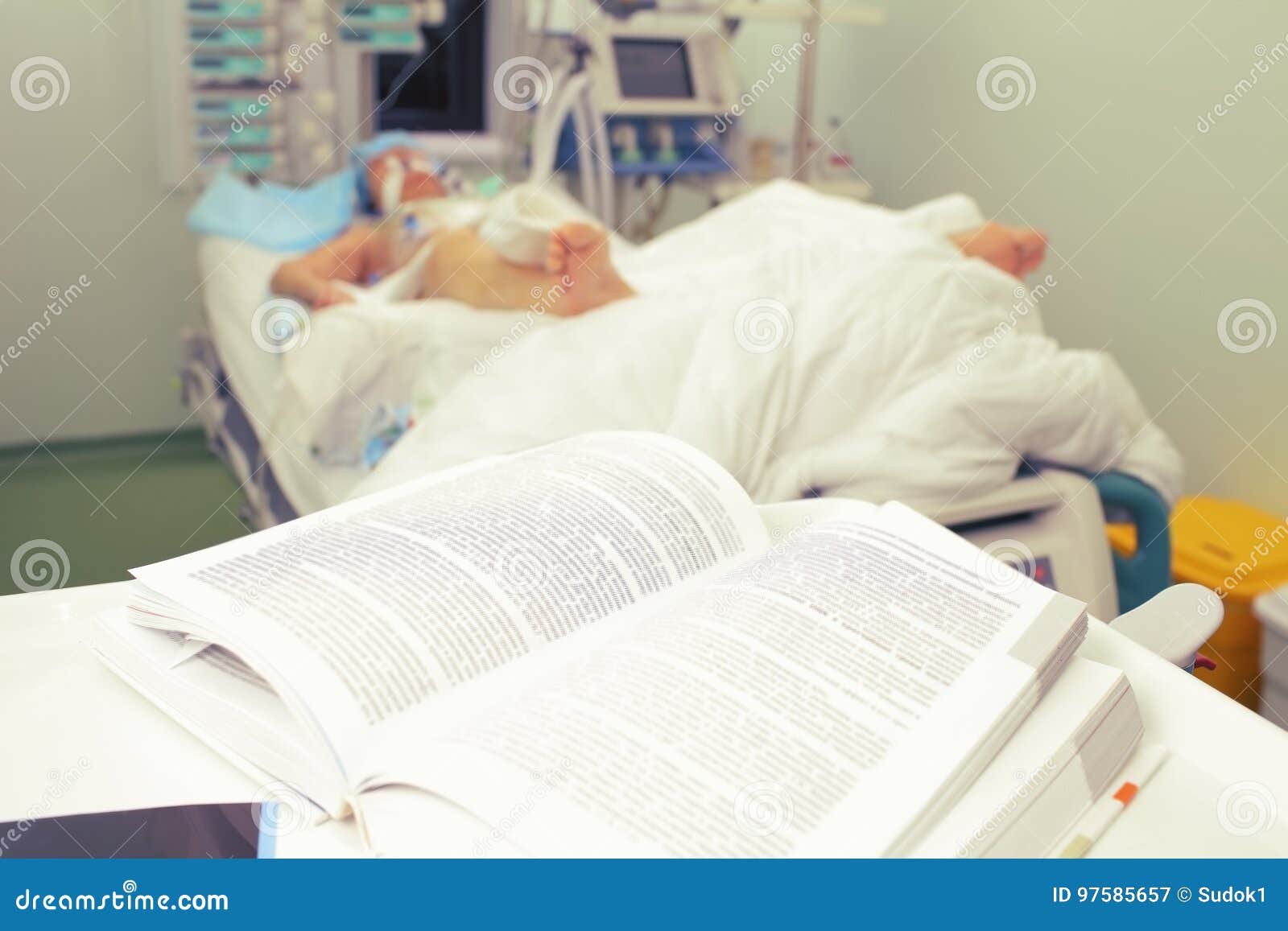 Reading Book in the Hospital Ward Stock Image - Image of healthcare ...