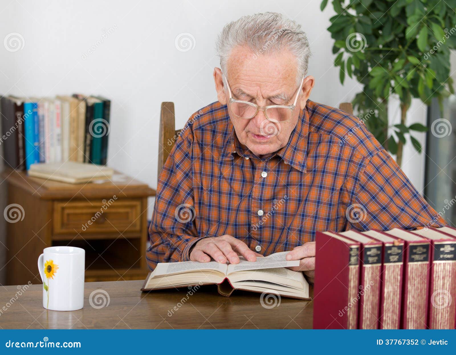 Reading book stock photo. Image of grandpa, home, literate - 37767352