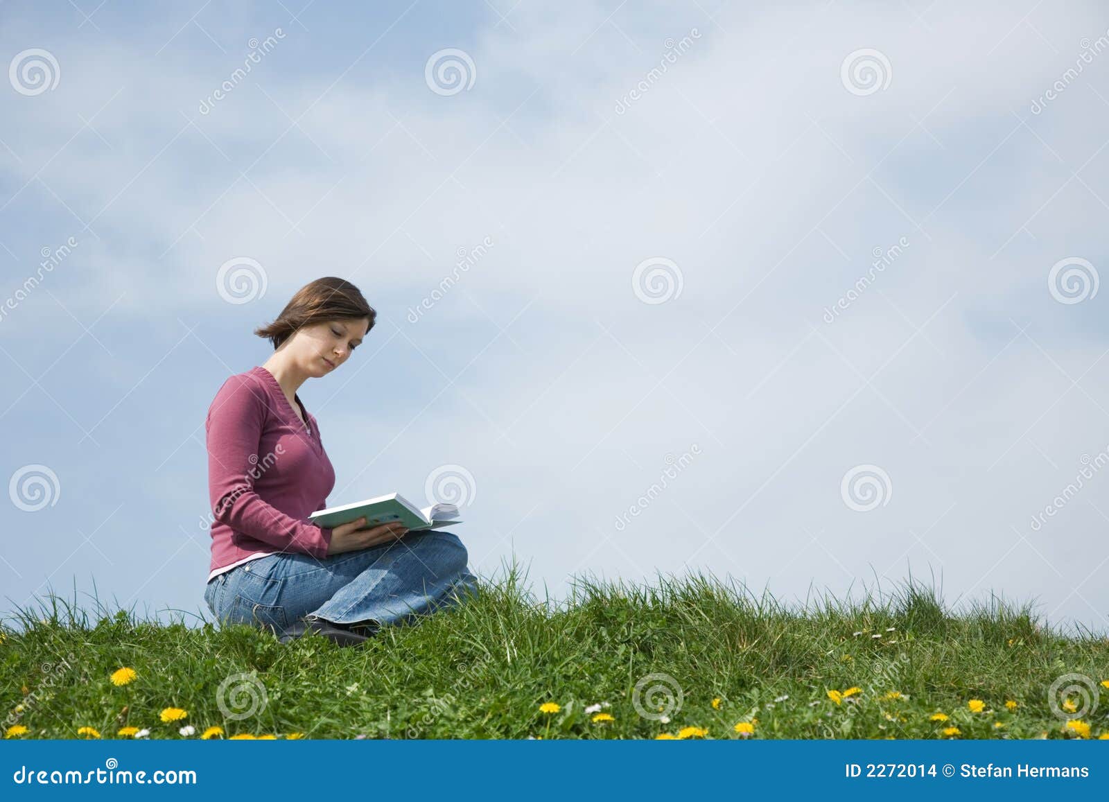 Reading a book outside stock photo. Image of model, copyspace - 2272014