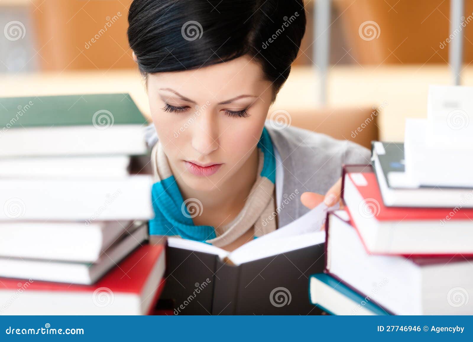Reading Book Student Sitting at the Desk Stock Photo - Image of grave ...