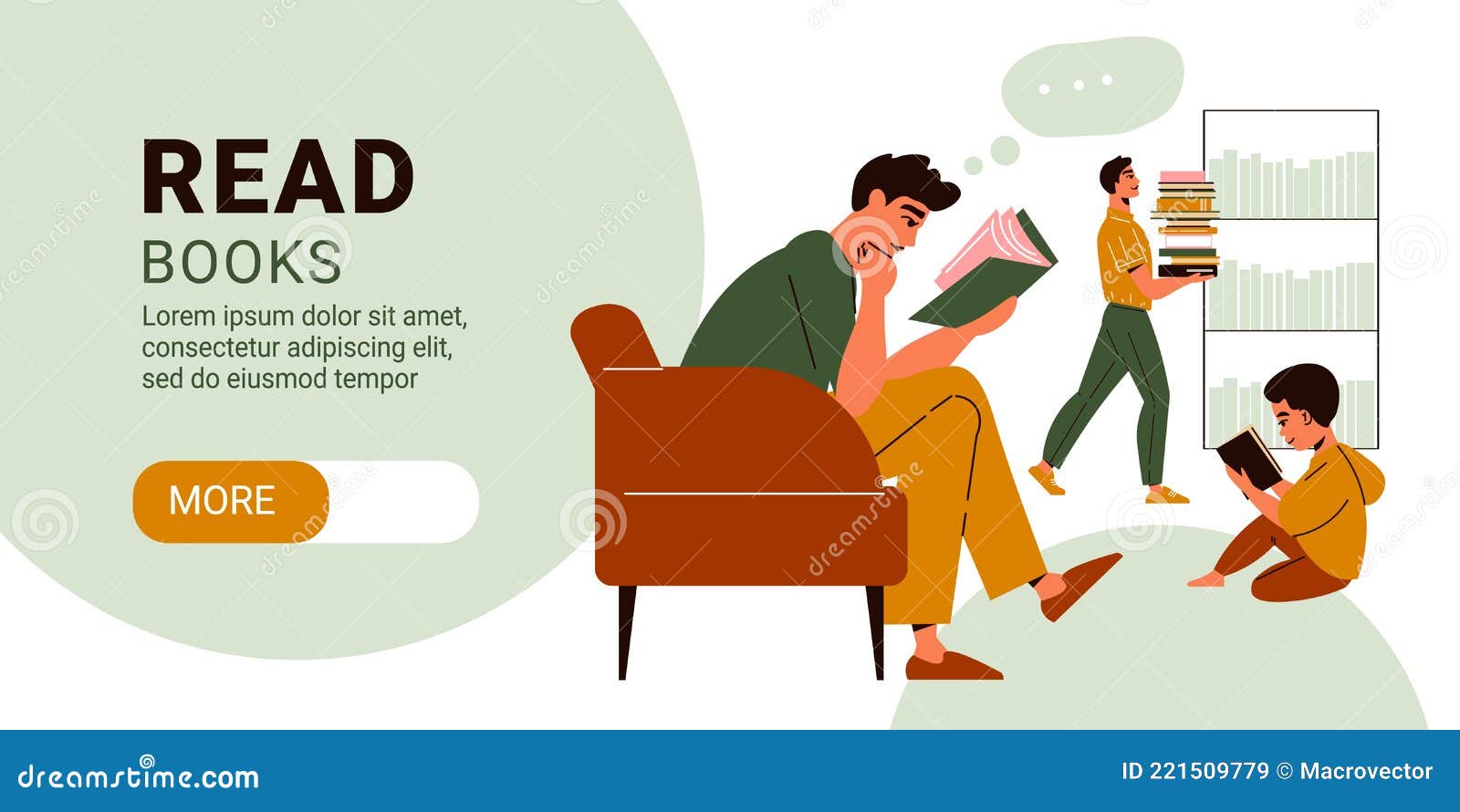 Reading Books Banner stock vector. Illustration of sale - 221509779