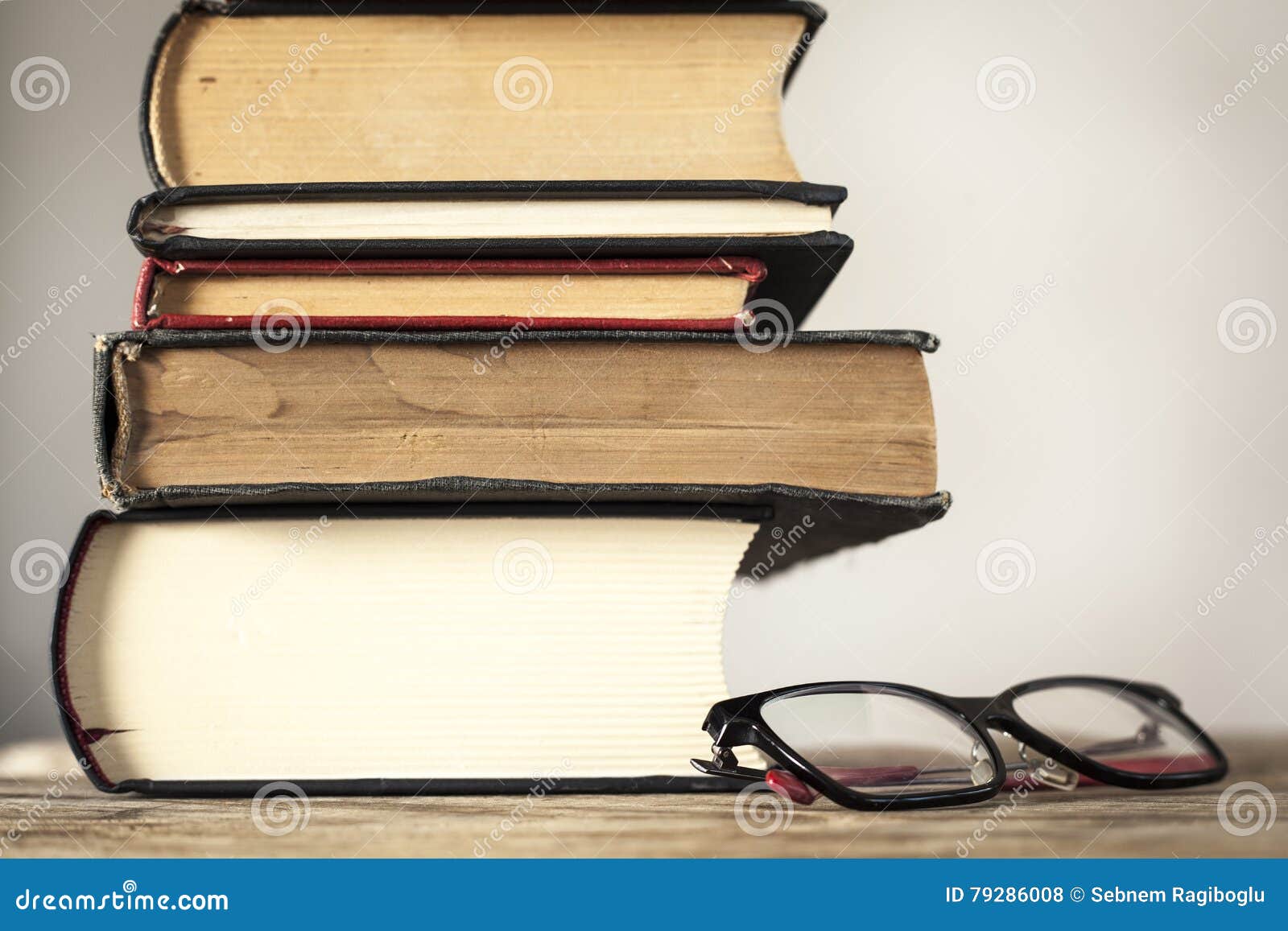 Reading Books with Eyeglasses on Table Stock Photo - Image of business ...