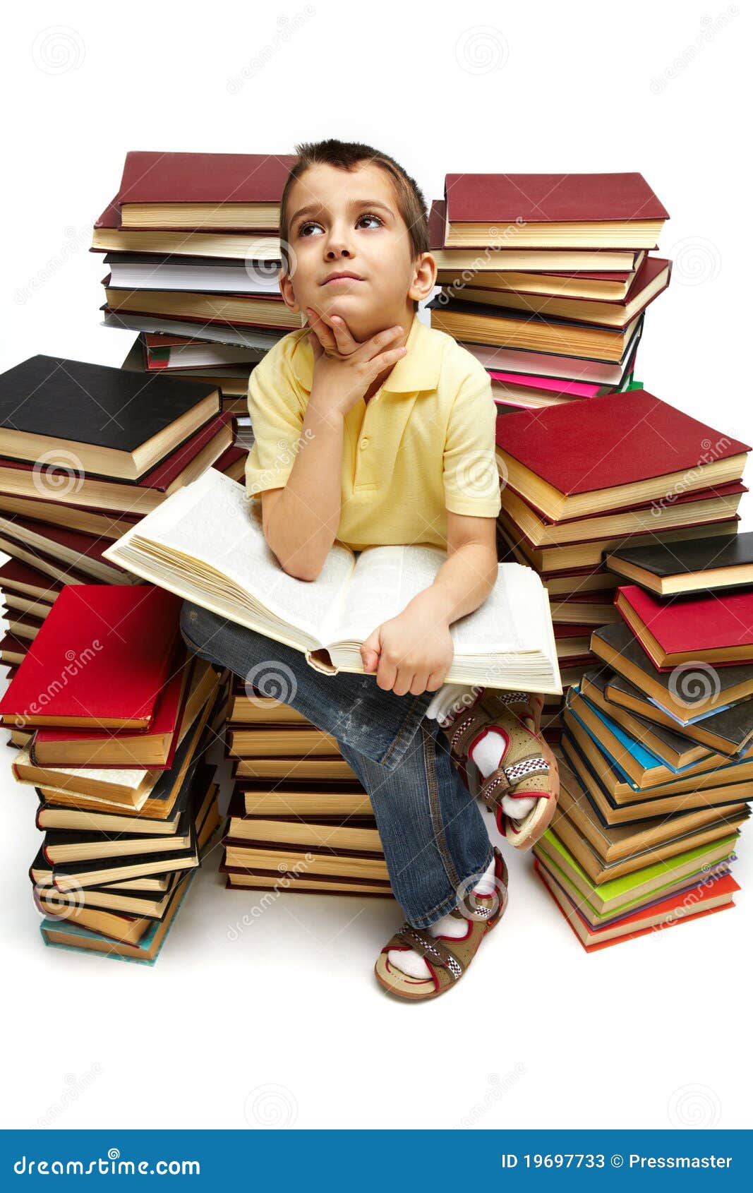 Reading boy stock image. Image of clever, pensive, schoolboy - 19697733
