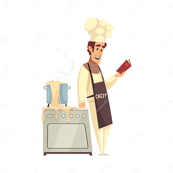 Reading Chef Illustration stock vector. Illustration of learning ...