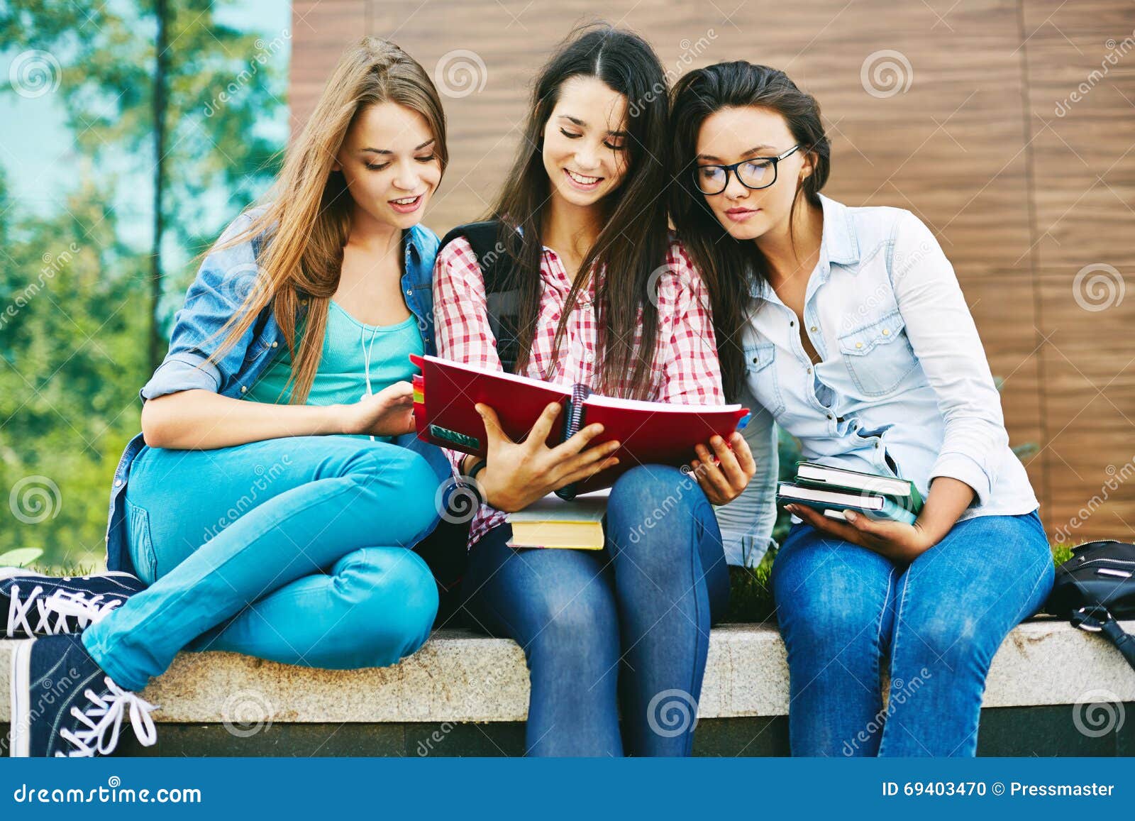 Reading after classes stock photo. Image of outdoor, smiling - 69403470