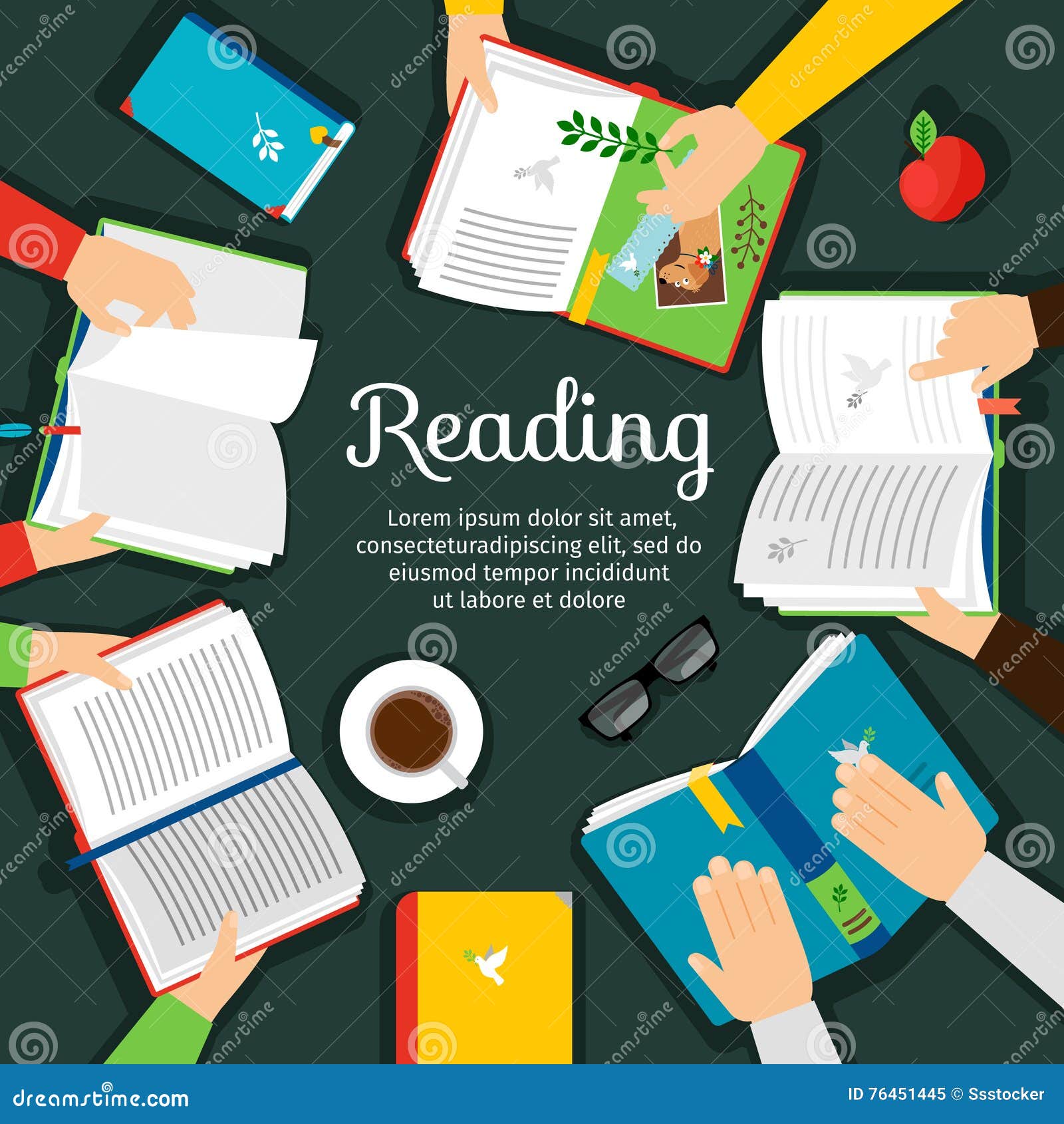 Reading Club Vector Illustration Stock Illustration - Illustration of ...