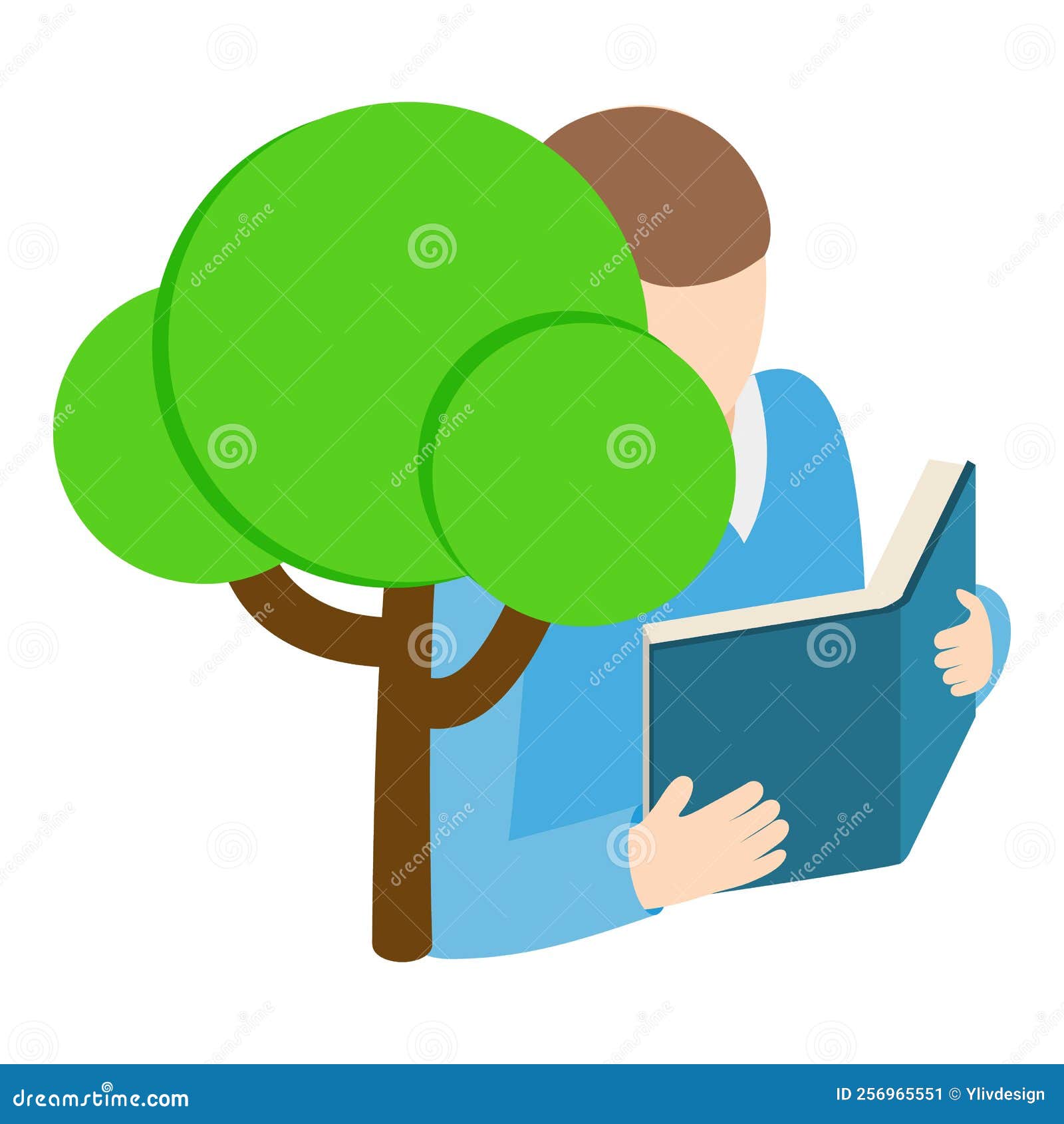 Reading Concept Icon Isometric Vector. Young Man Reading Paper Book ...