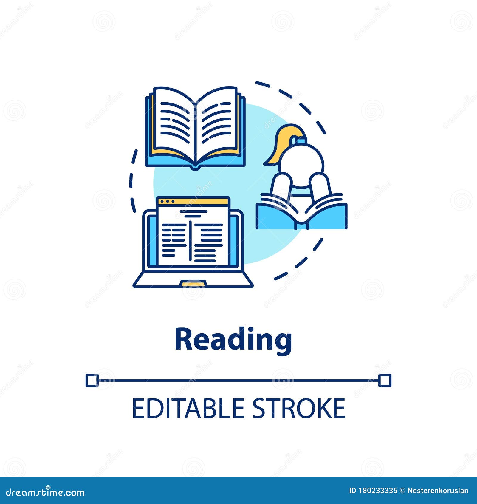 Reading concept icon stock vector. Illustration of idea - 180233335
