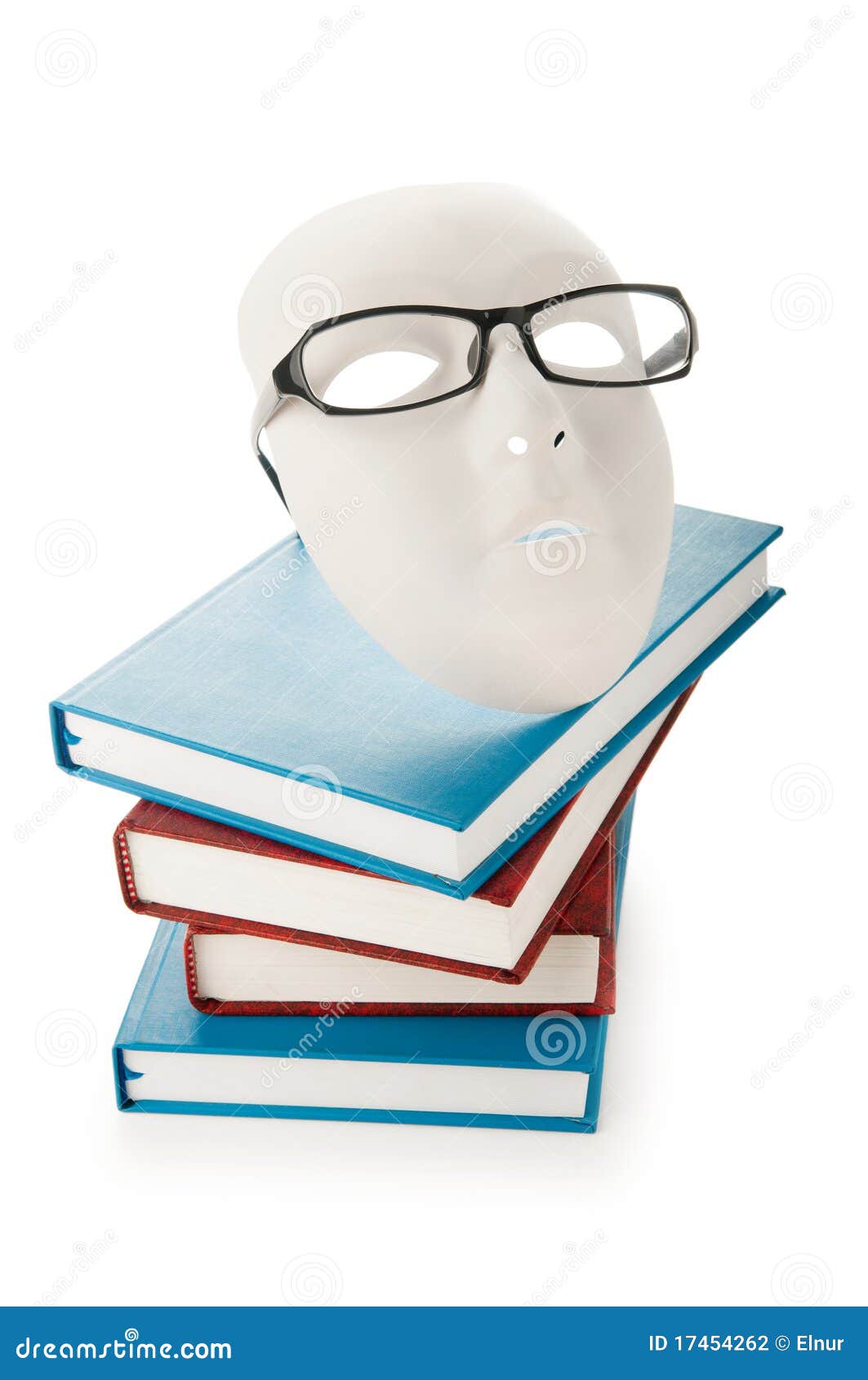 Reading Concept with Masks, Books Stock Photo - Image of pantomime ...