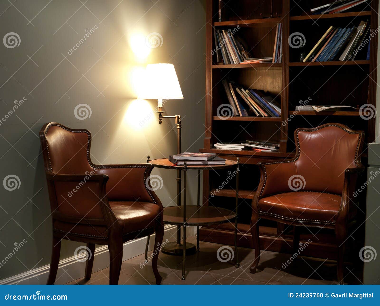 Reading corner stock photo. Image of lamp, chairs, library - 24239760