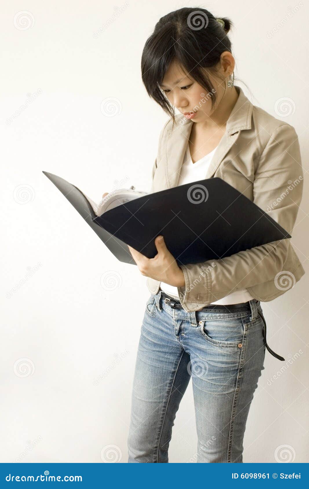 Reading on document stock image. Image of female, businesswoman - 6098961