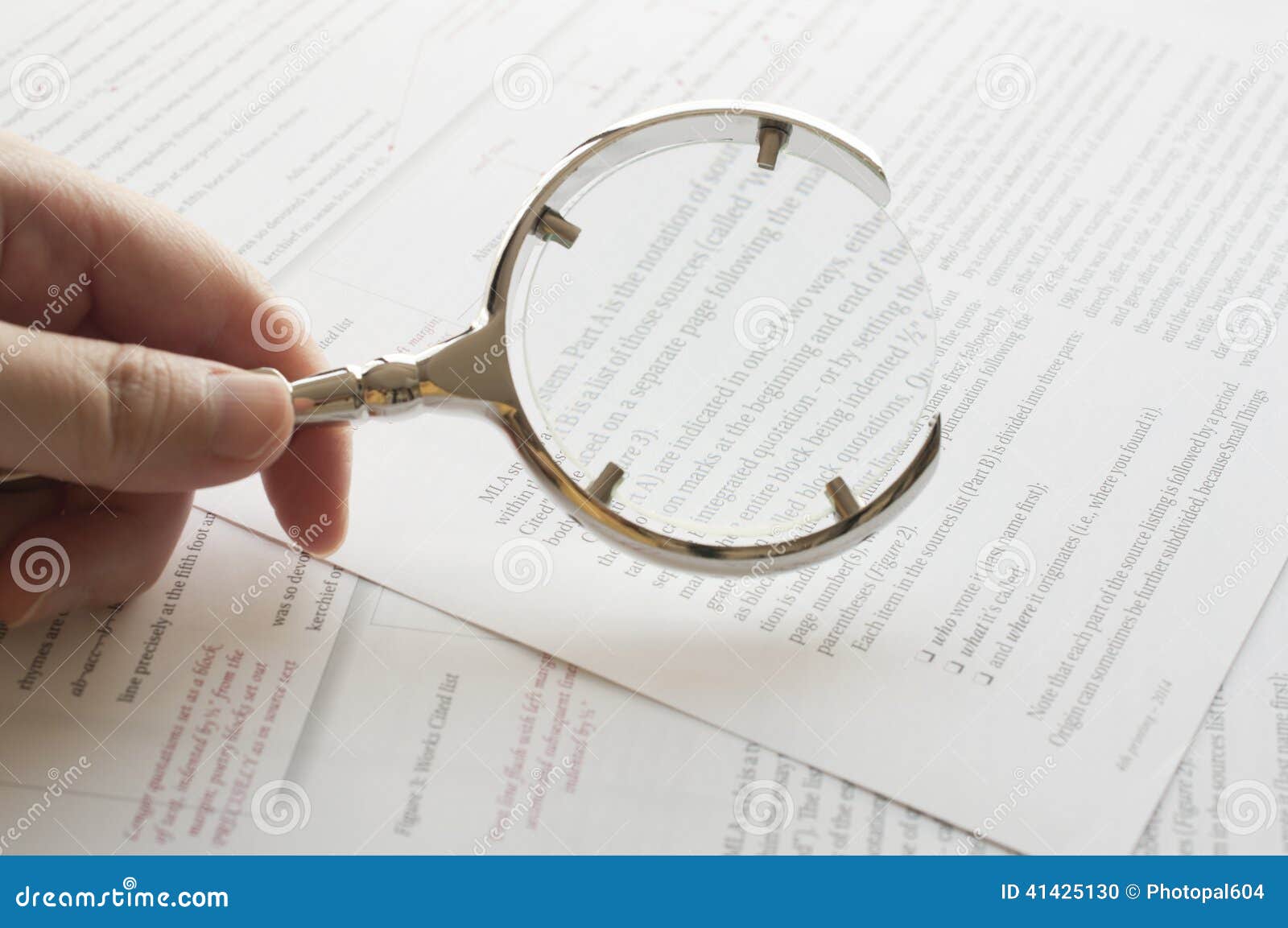 Reading document stock photo. Image of magnification - 41425130