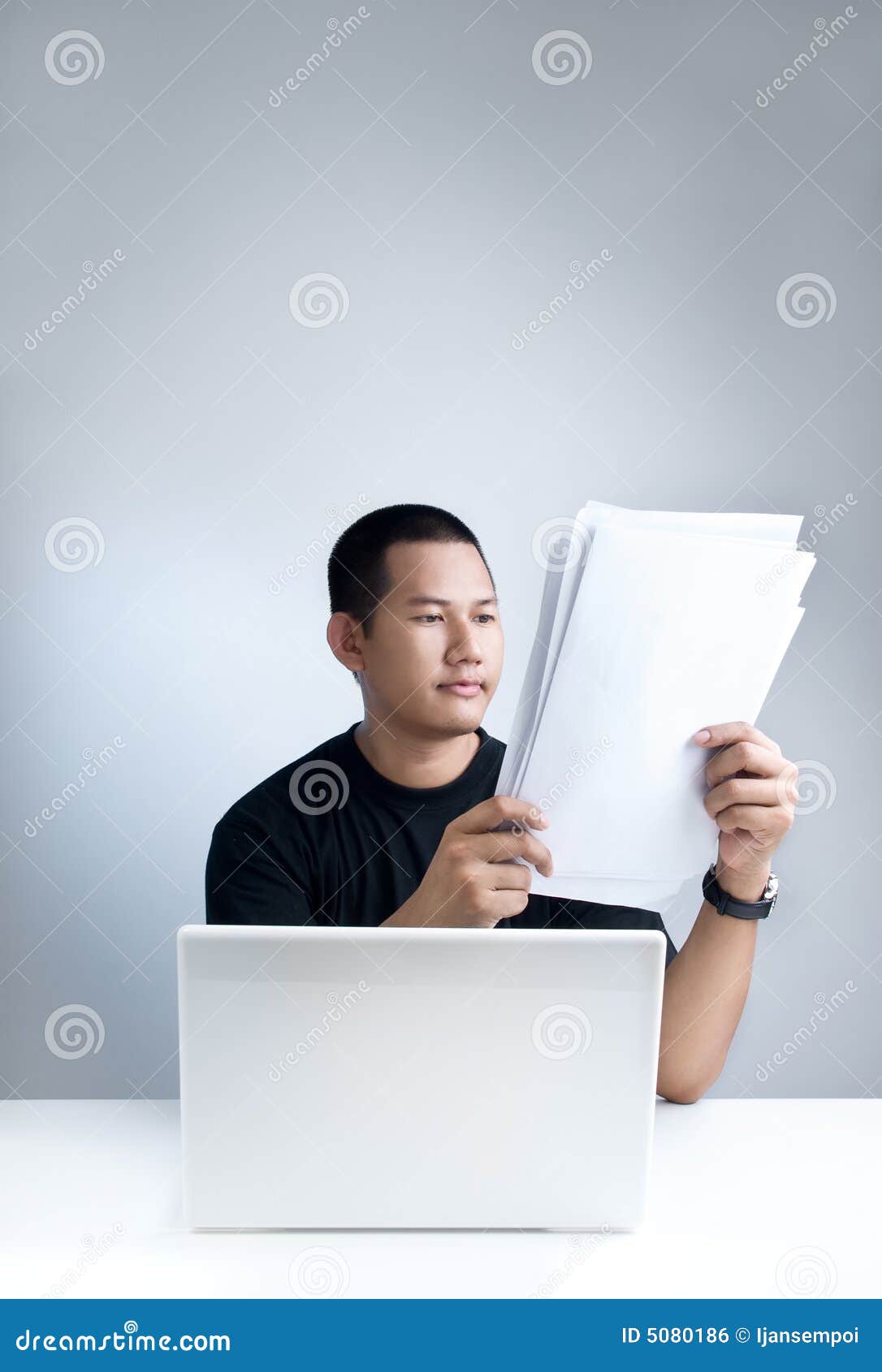 Reading documents stock photo. Image of work, people, computer - 5080186