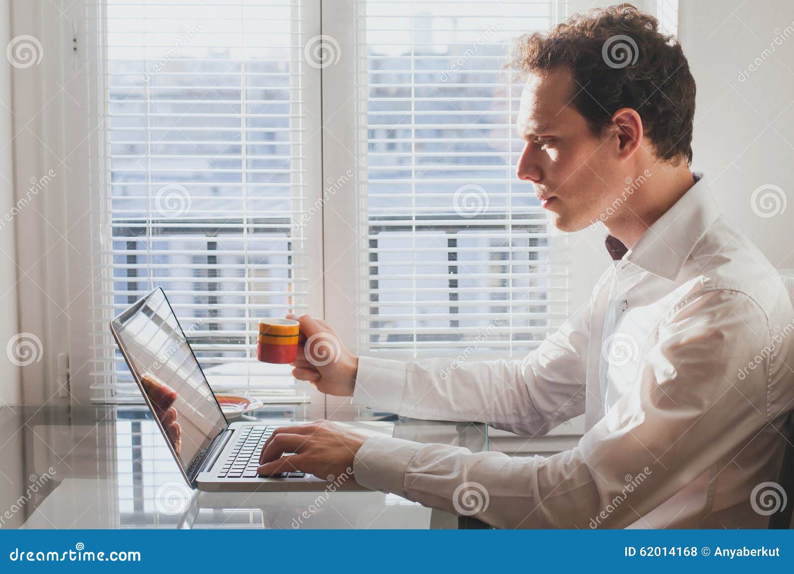 Reading emails stock photo. Image of comfortable, business - 62014168