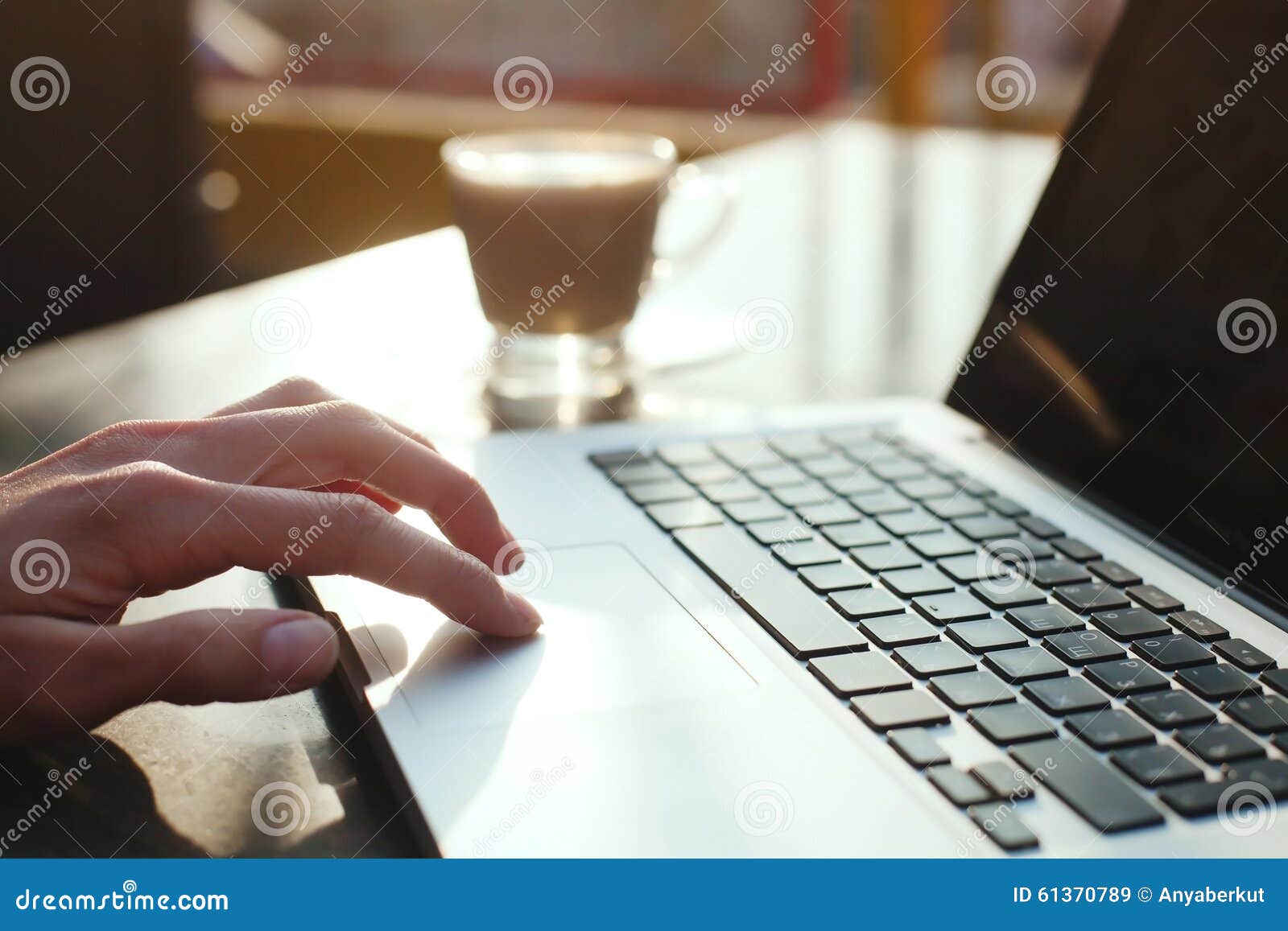 Reading emails in cafe stock image. Image of communication - 61370789