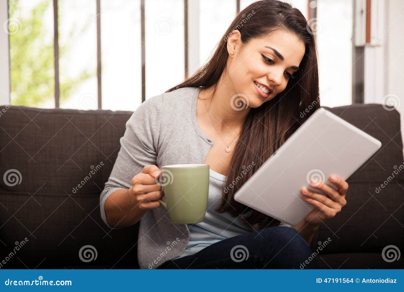 Reading and Enjoying Coffee Stock Photo - Image of copy, news: 47191564