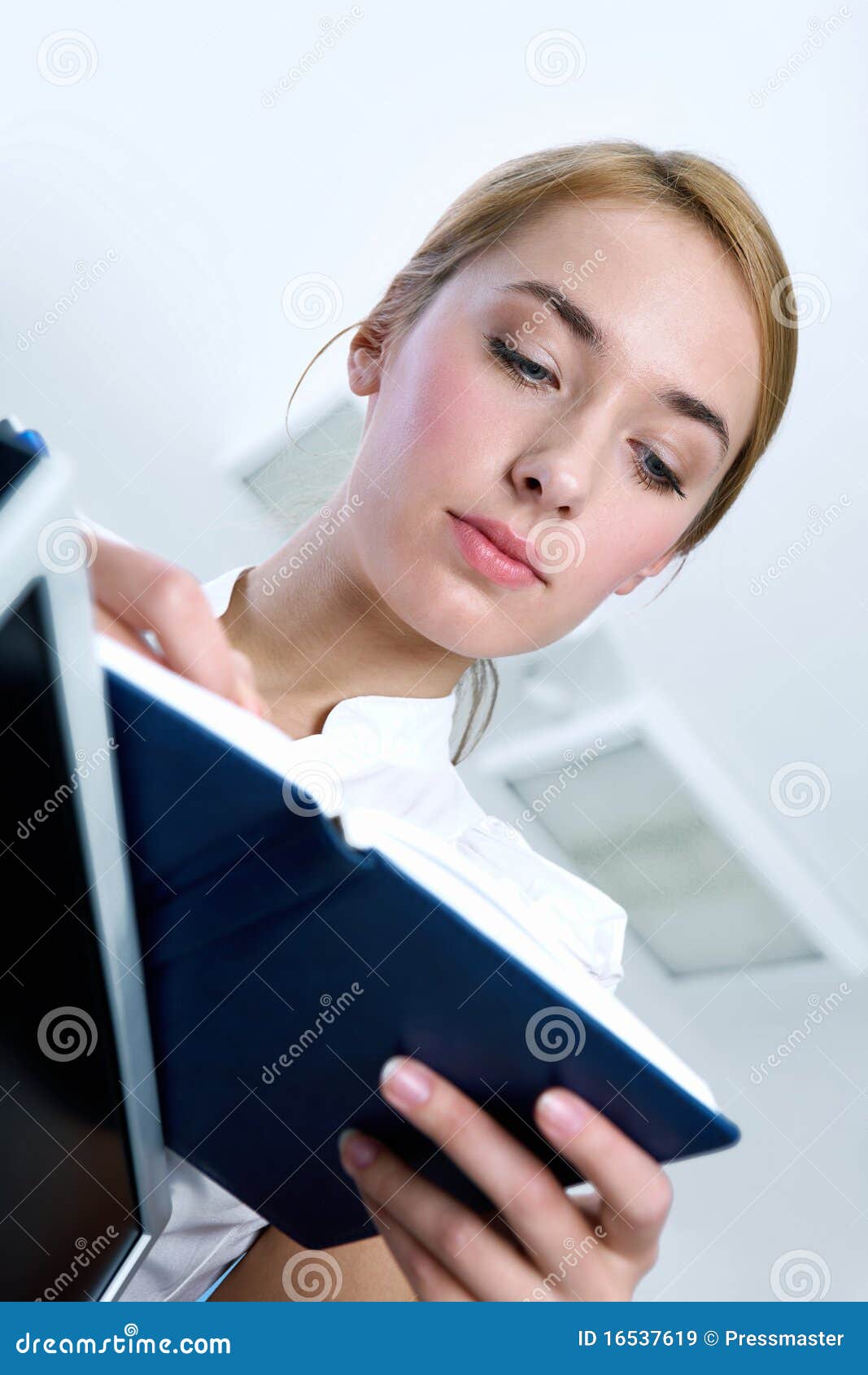 Reading for exam stock image. Image of attractive, blond - 16537619