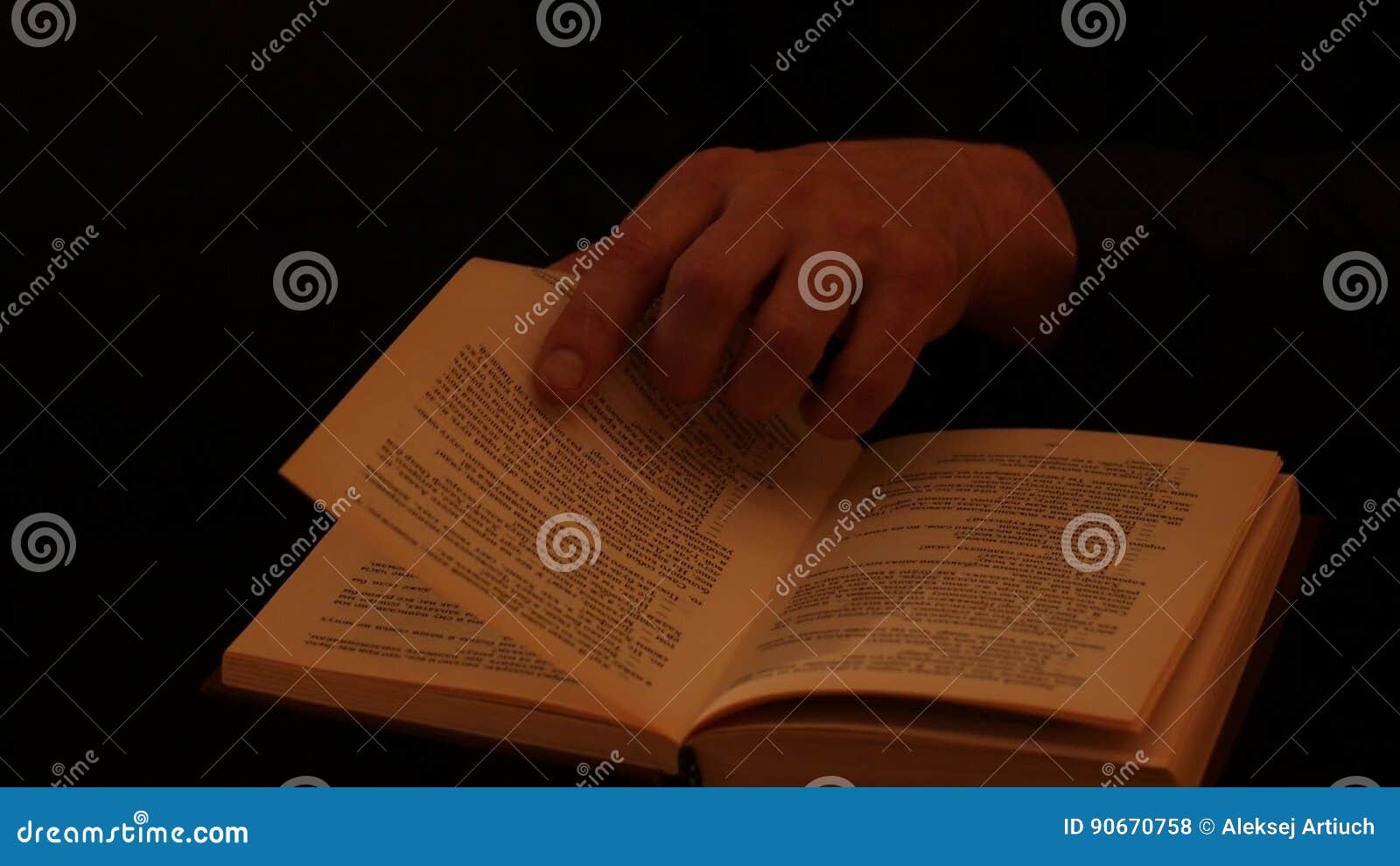 Reading Fast Motion Isolated Hand Over Book Black Background Stock ...