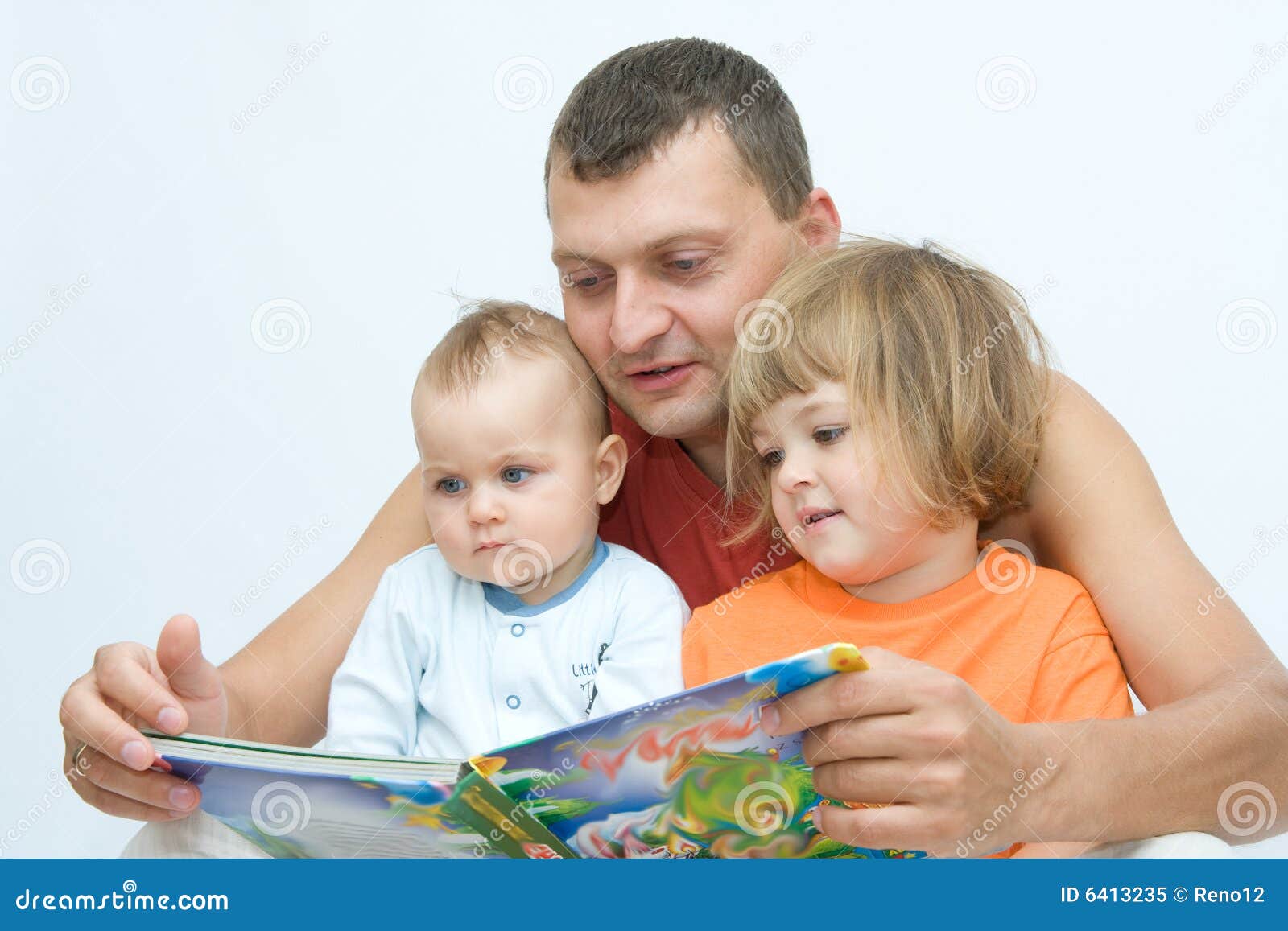 Reading father stock image. Image of girl, book, kids - 6413235