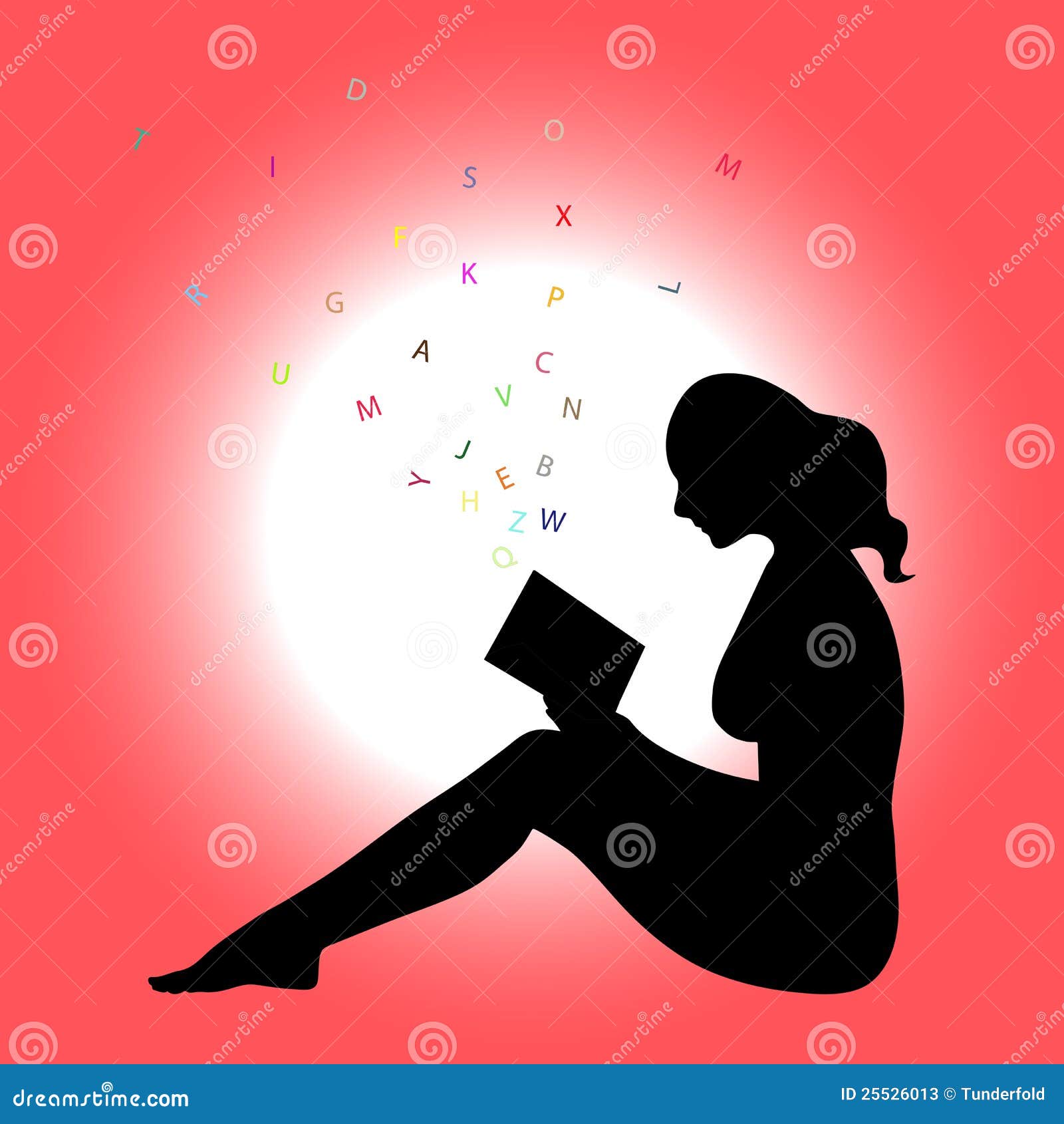 Reading female silhouette stock illustration. Illustration of data ...