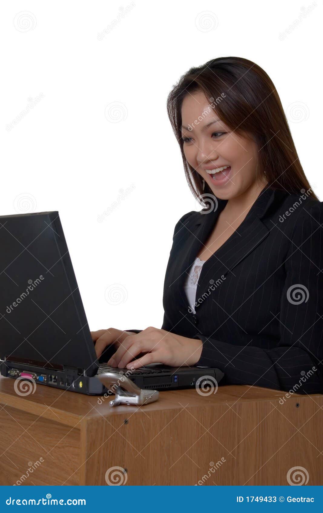 Reading a funny email stock image. Image of administrative - 1749433