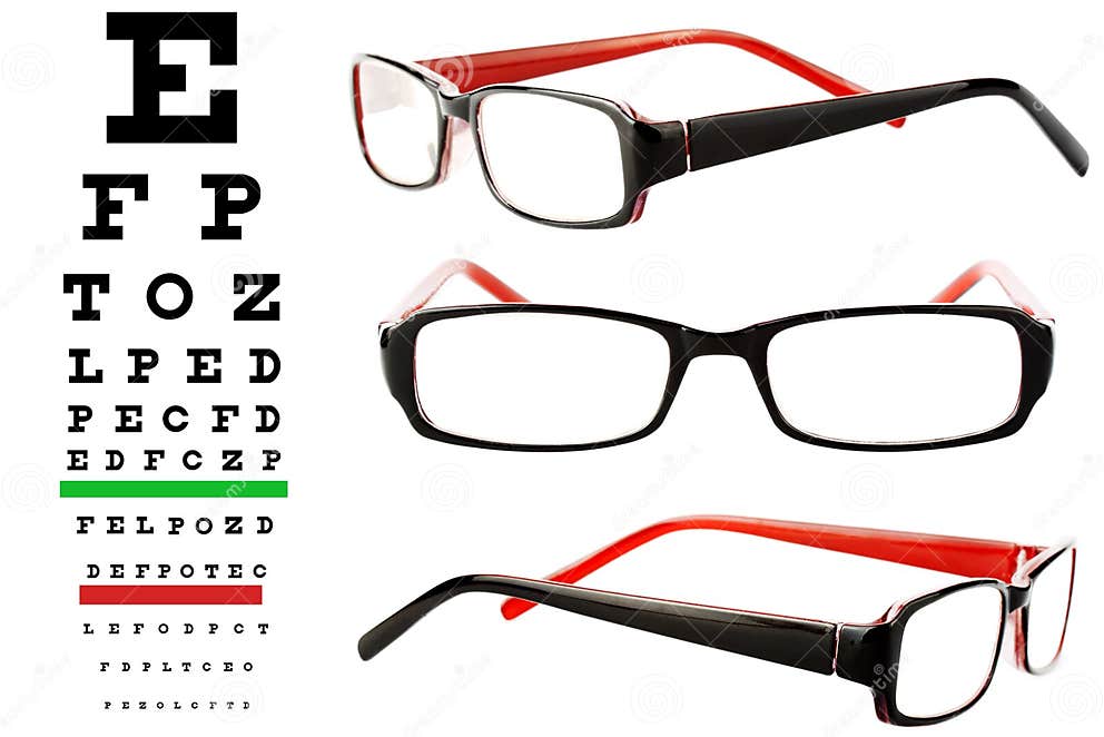 Reading Glasses with Eye Chart Stock Photo - Image of letters ...