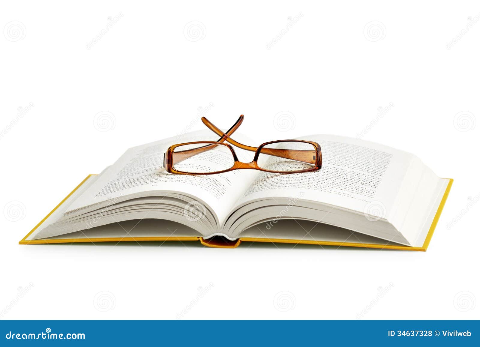 Reading Glasses on an Open Book Stock Photo - Image of isolated, object ...
