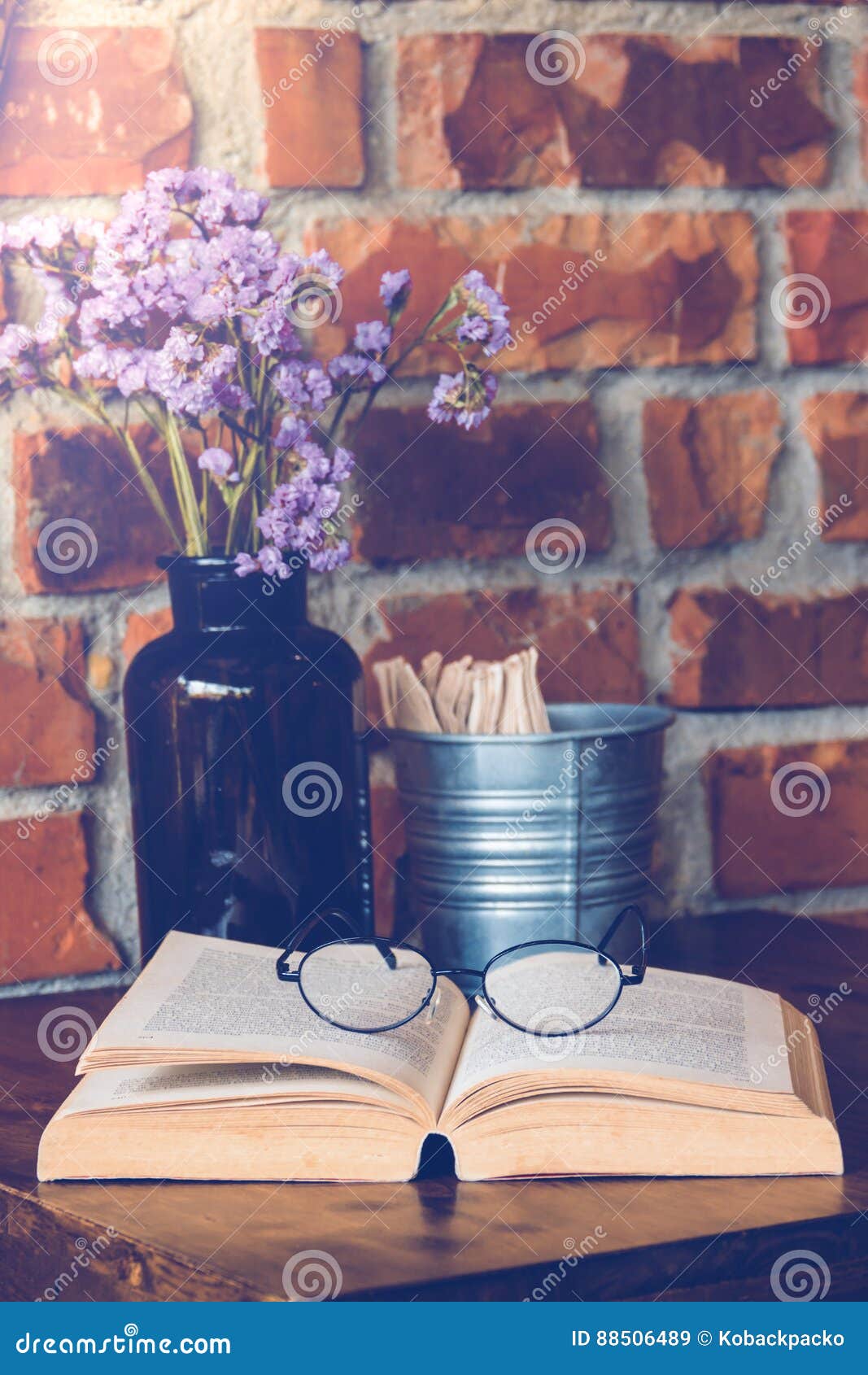 Reading Glasses on Table with Open Book Stock Image - Image of academic ...