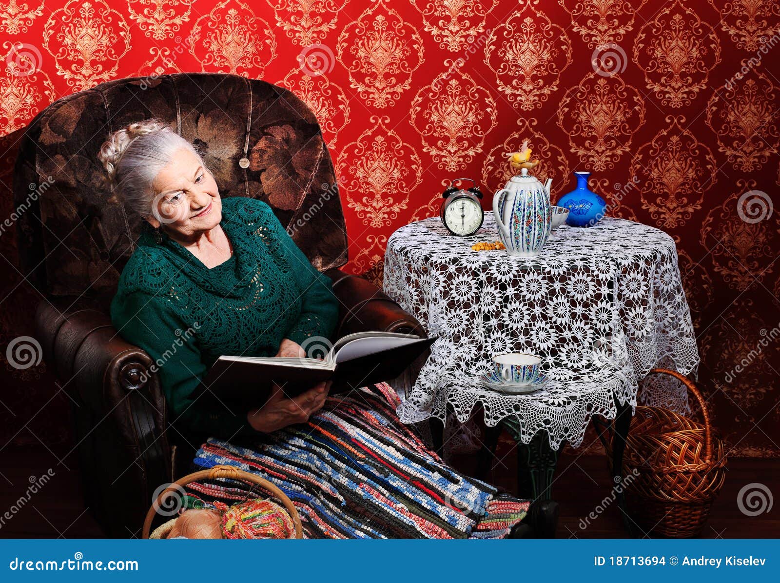 Reading grandma stock photo. Image of home, furniture - 18713694