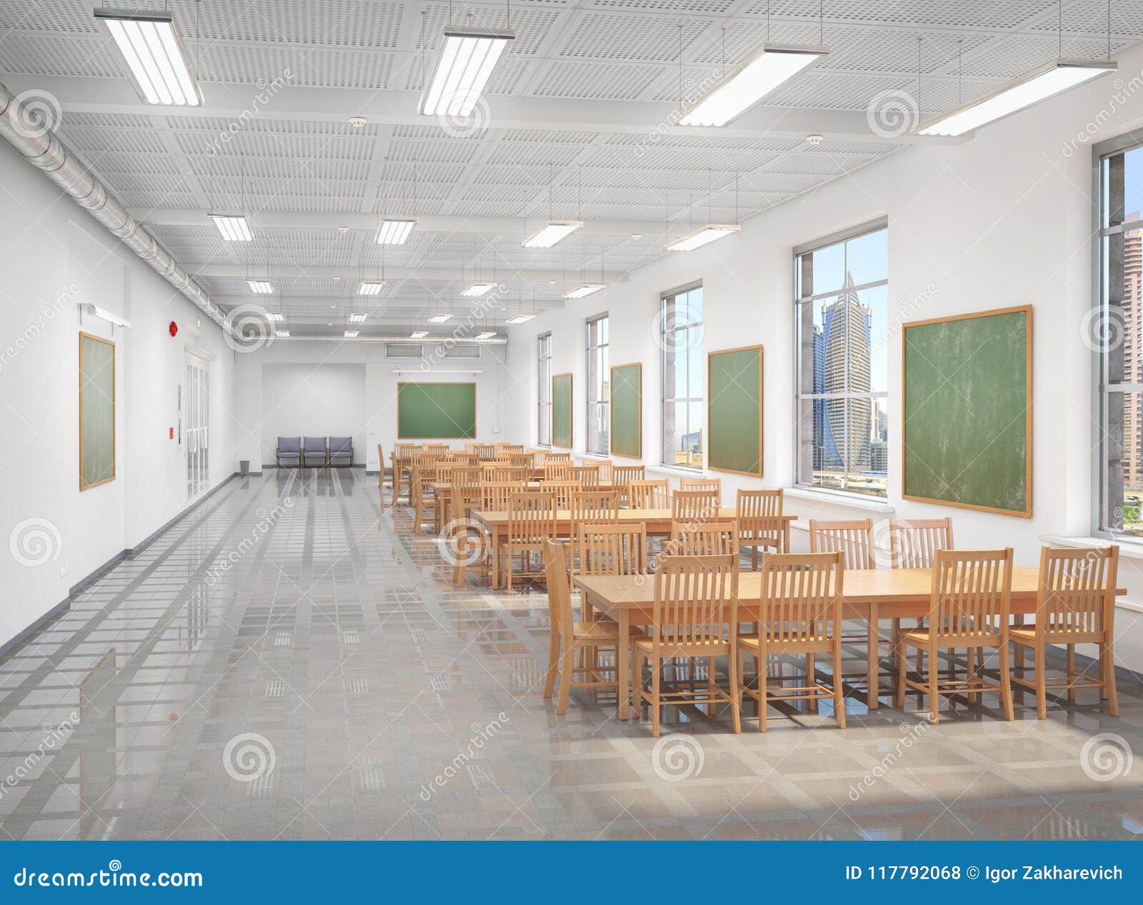 Reading Hall and Classroom in School Stock Photo - Image of rendering ...