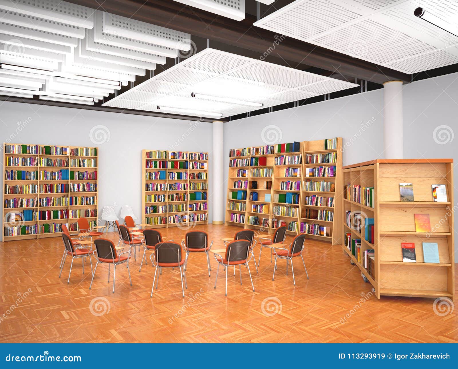 Reading Hall. 3D Illustration Stock Image - Image of iluustration ...