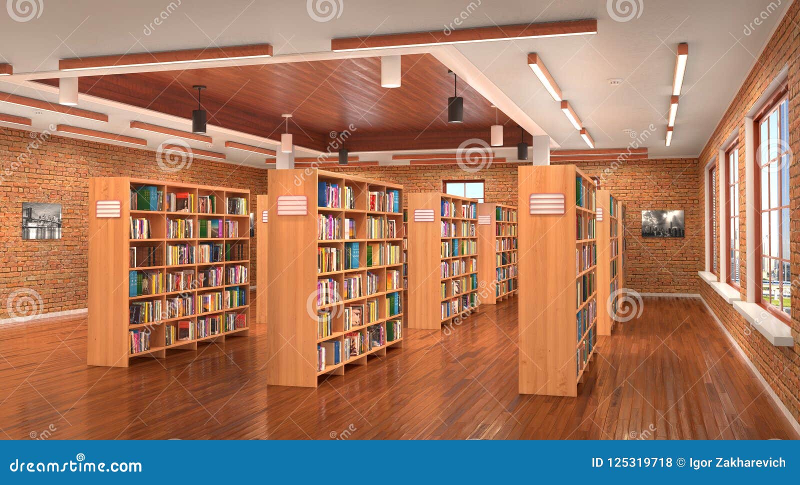 Reading hall interior. stock photo. Image of hall, stack - 125319718