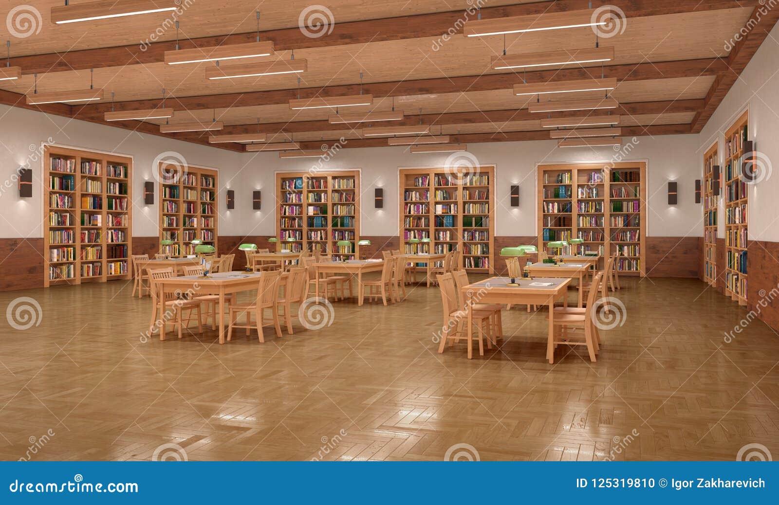 Reading hall interior. stock photo. Image of stack, design - 125319810
