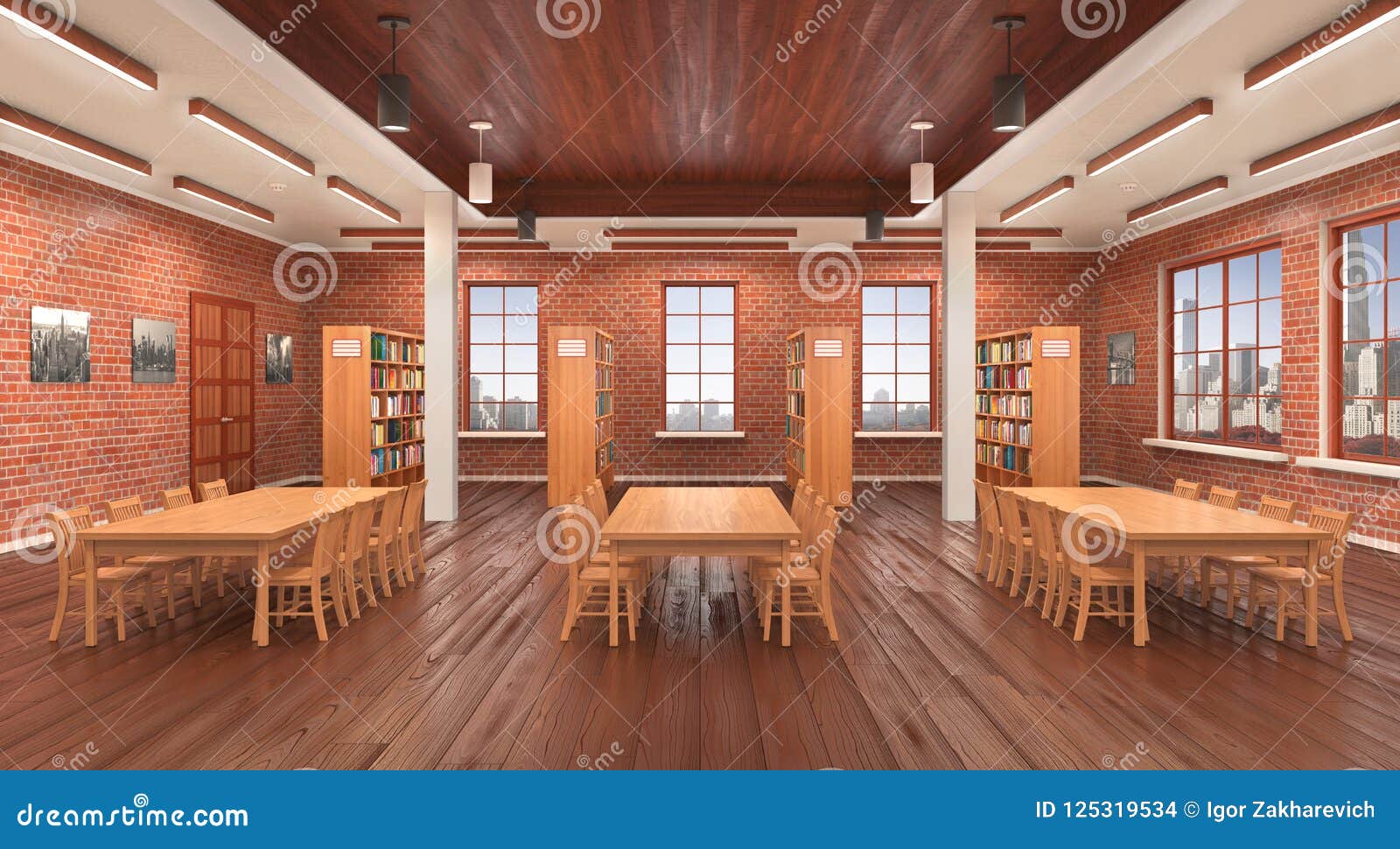 Reading hall interior. stock photo. Image of indoor - 125319534