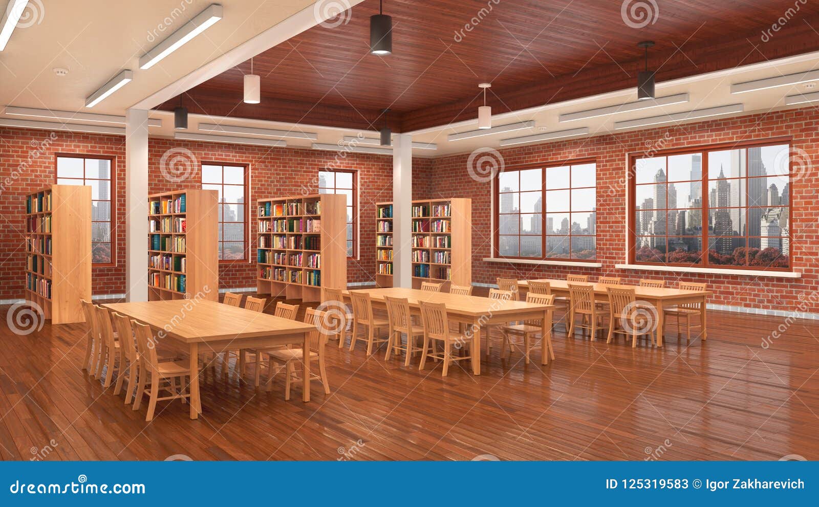Reading hall interior. stock image. Image of interior - 125319583