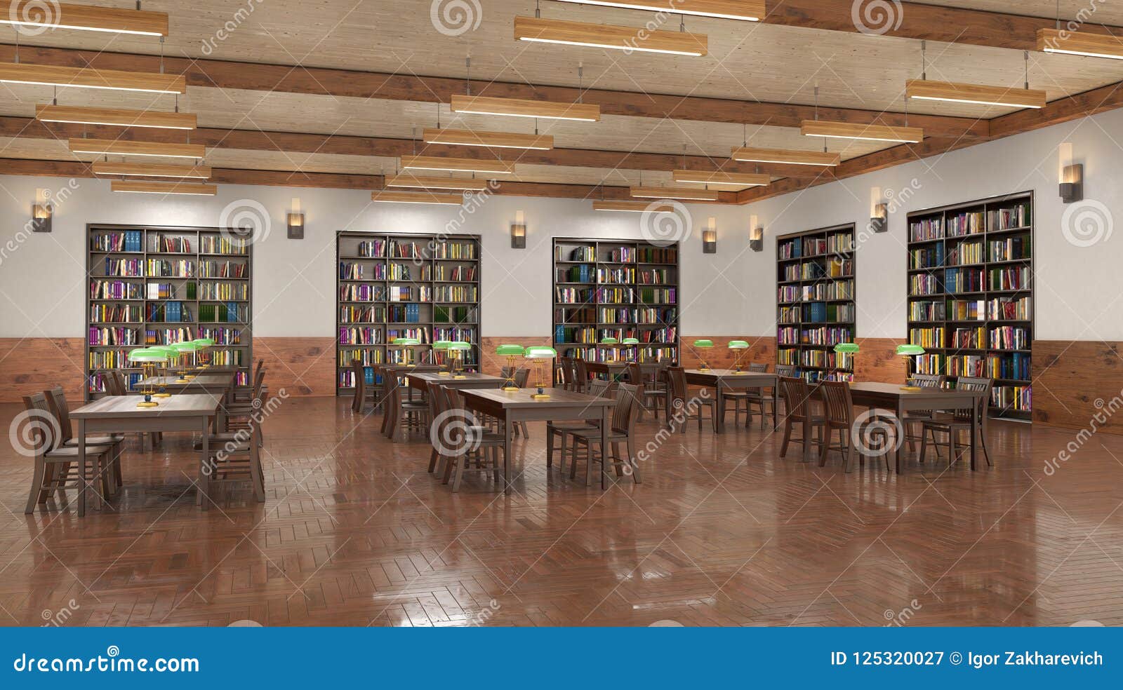 Reading hall interior. stock image. Image of bookcase - 125320027