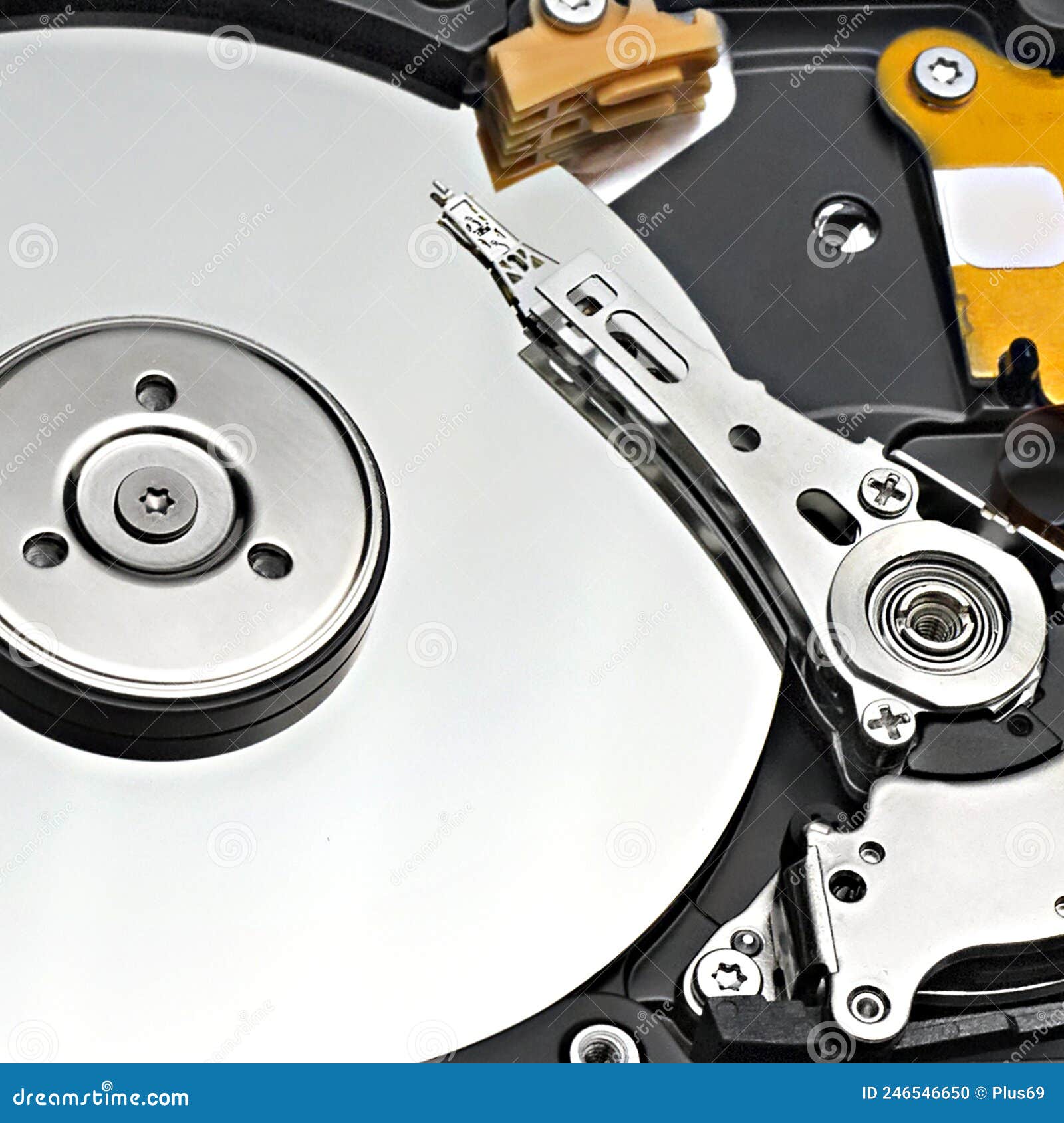 Reading Head and Magnetic Disks of a HDD Close-up Stock Photo - Image ...