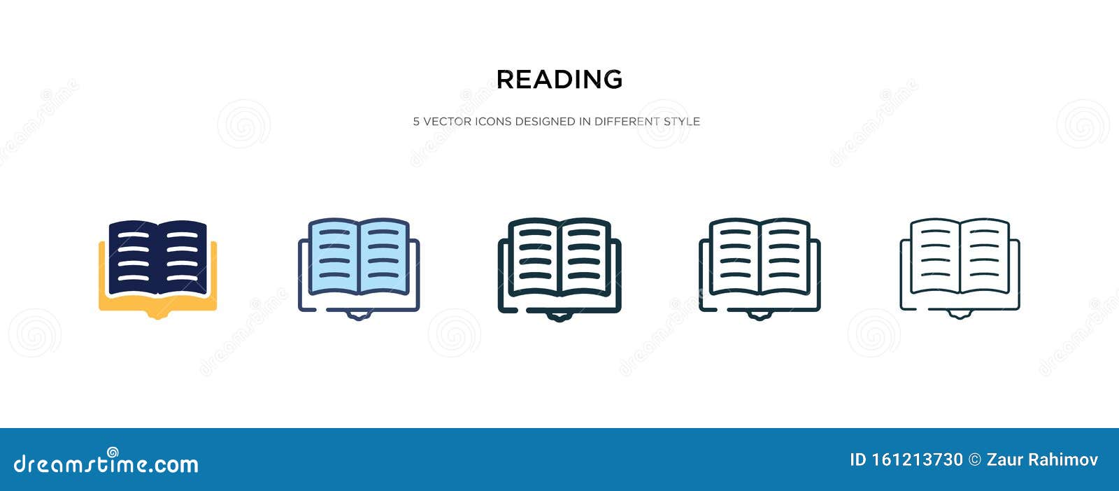 Reading Icon in Different Style Vector Illustration. Two Colored and ...