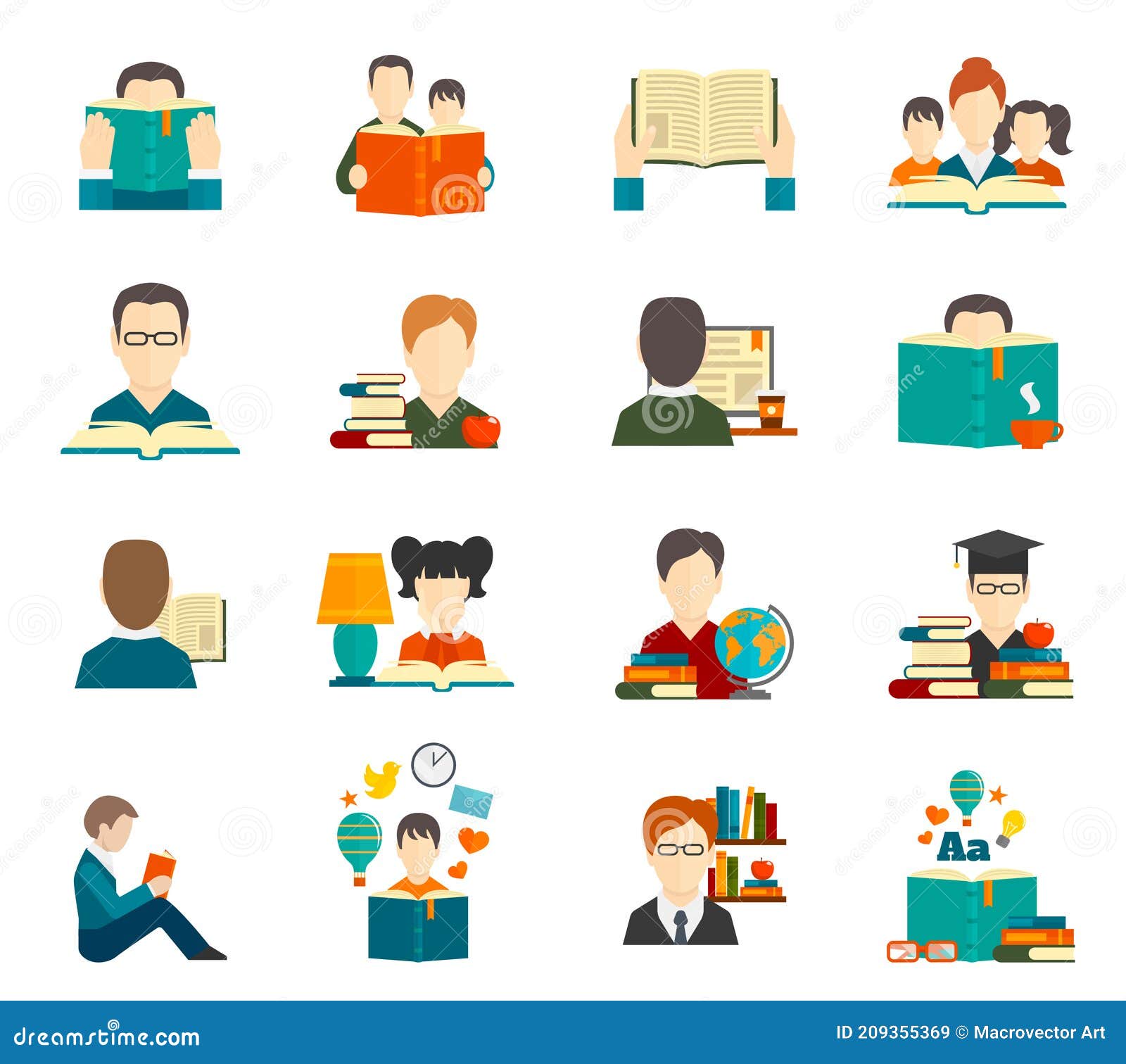 Reading Icon Flat stock vector. Illustration of document - 209355369