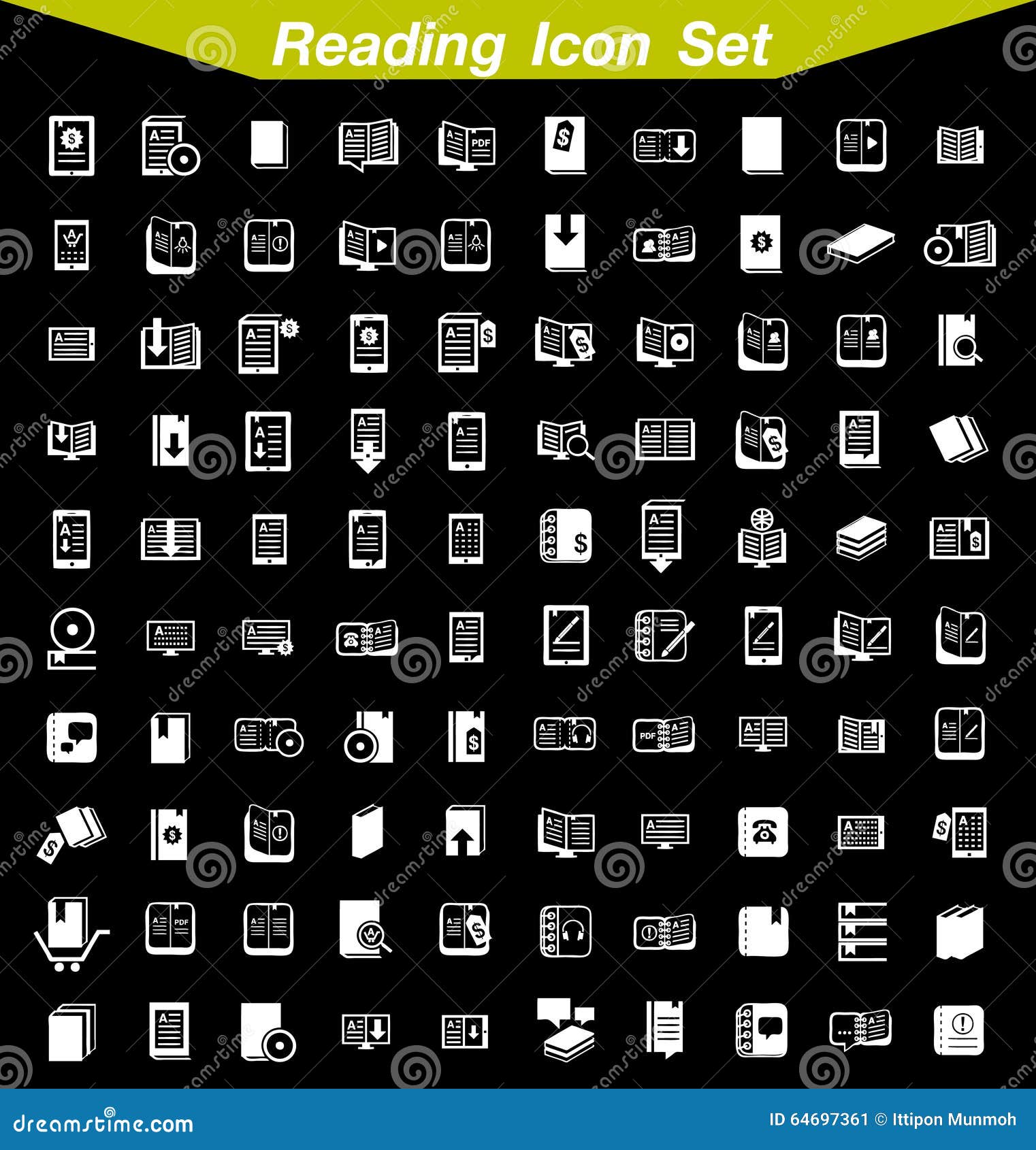 Reading icon set stock illustration. Illustration of interactive - 64697361