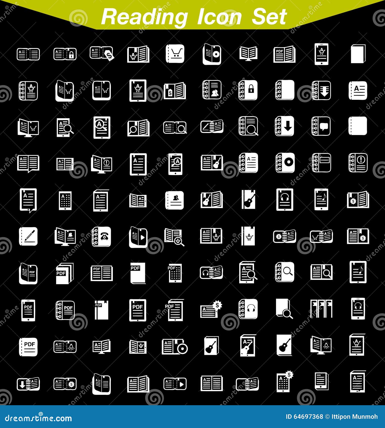 Reading icon set stock illustration. Illustration of monitor - 64697368