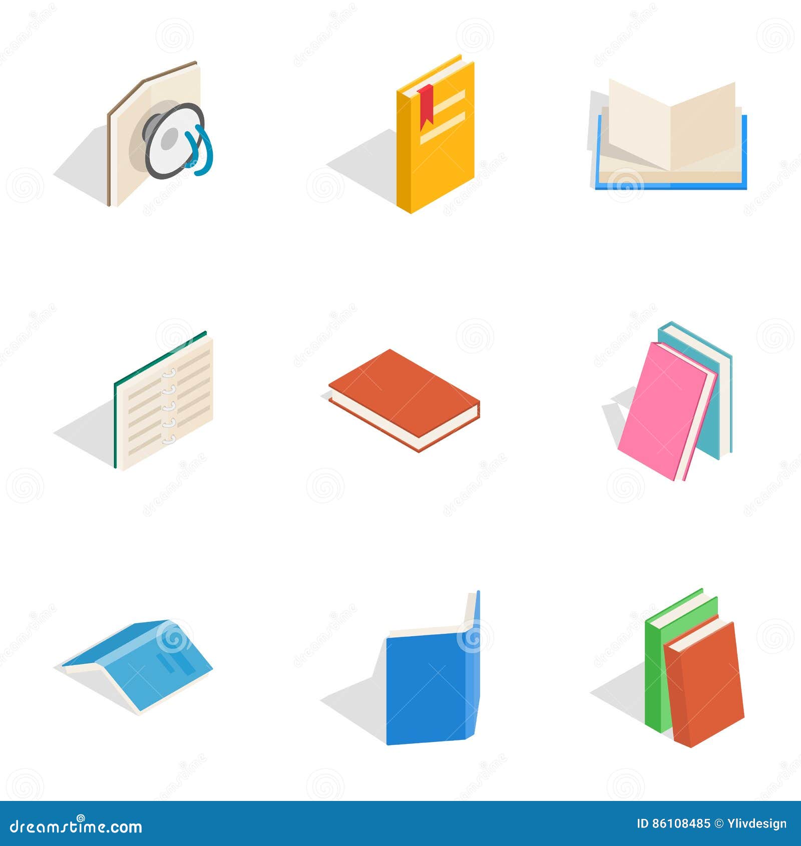 Reading Icons, Isometric 3d Style Stock Vector - Illustration of ...