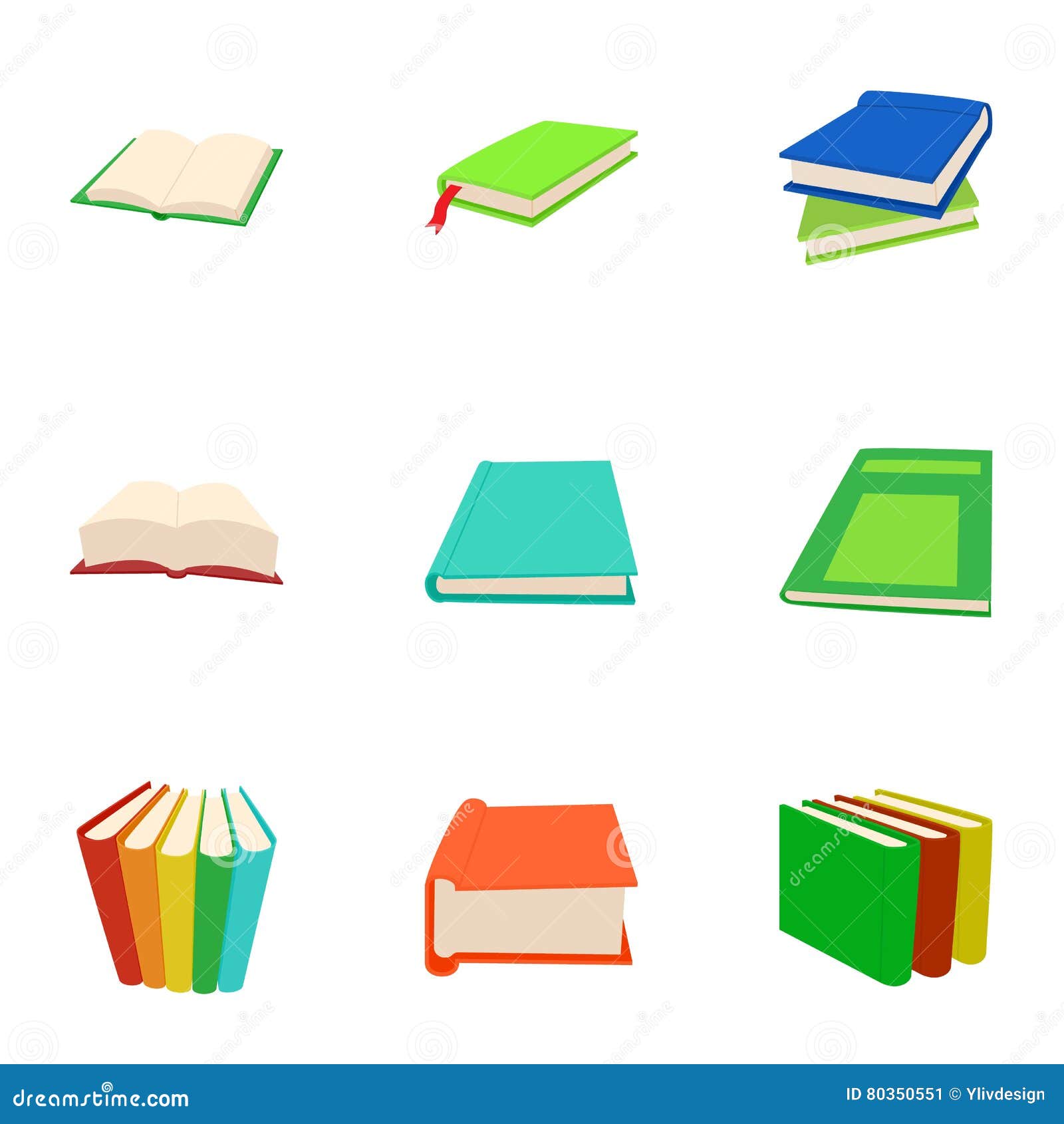 Reading Icons Set, Cartoon Style Stock Vector - Illustration of read ...