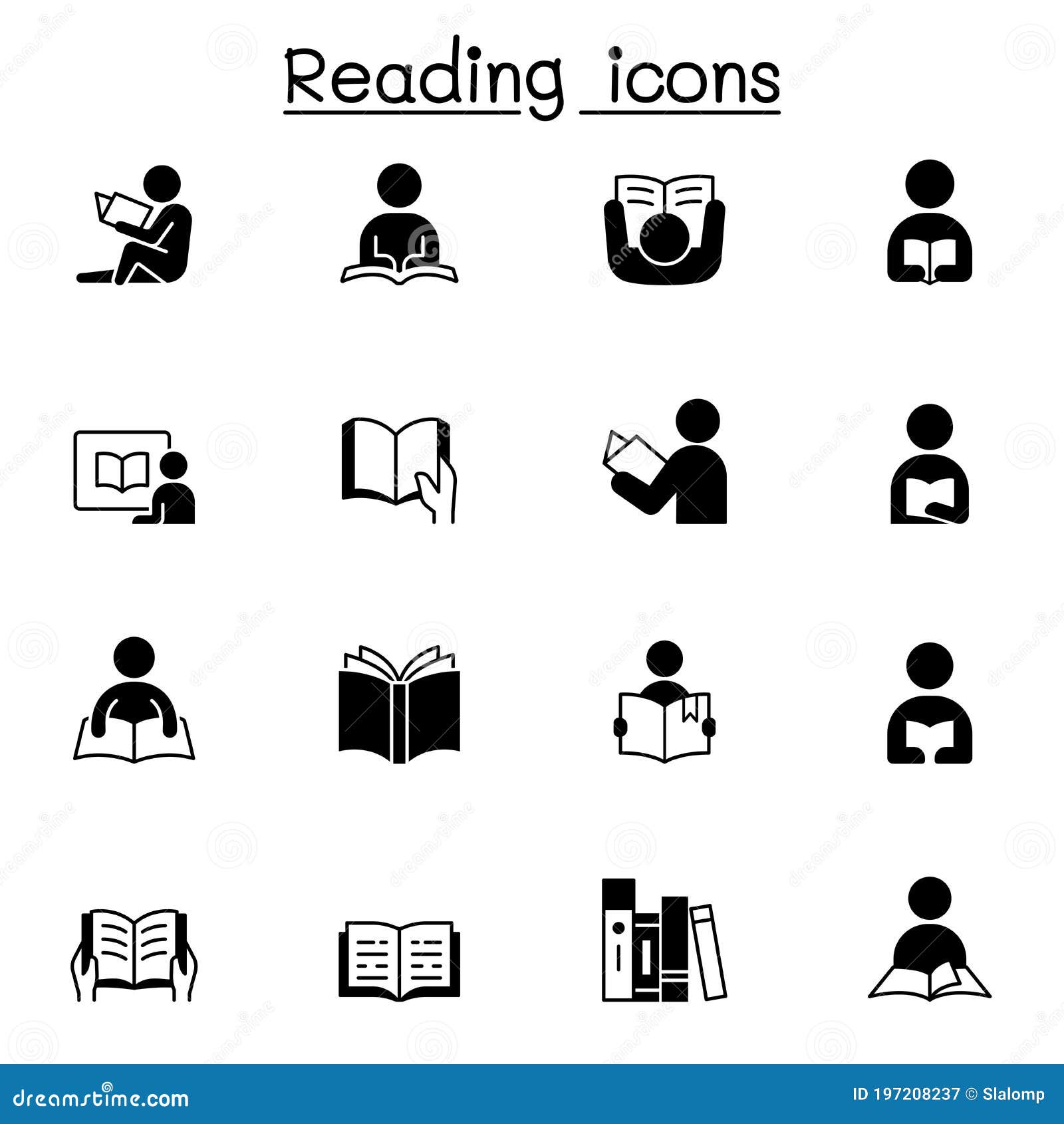 Reading Icons Set Vector Illustration Graphic Design Stock Illustration ...