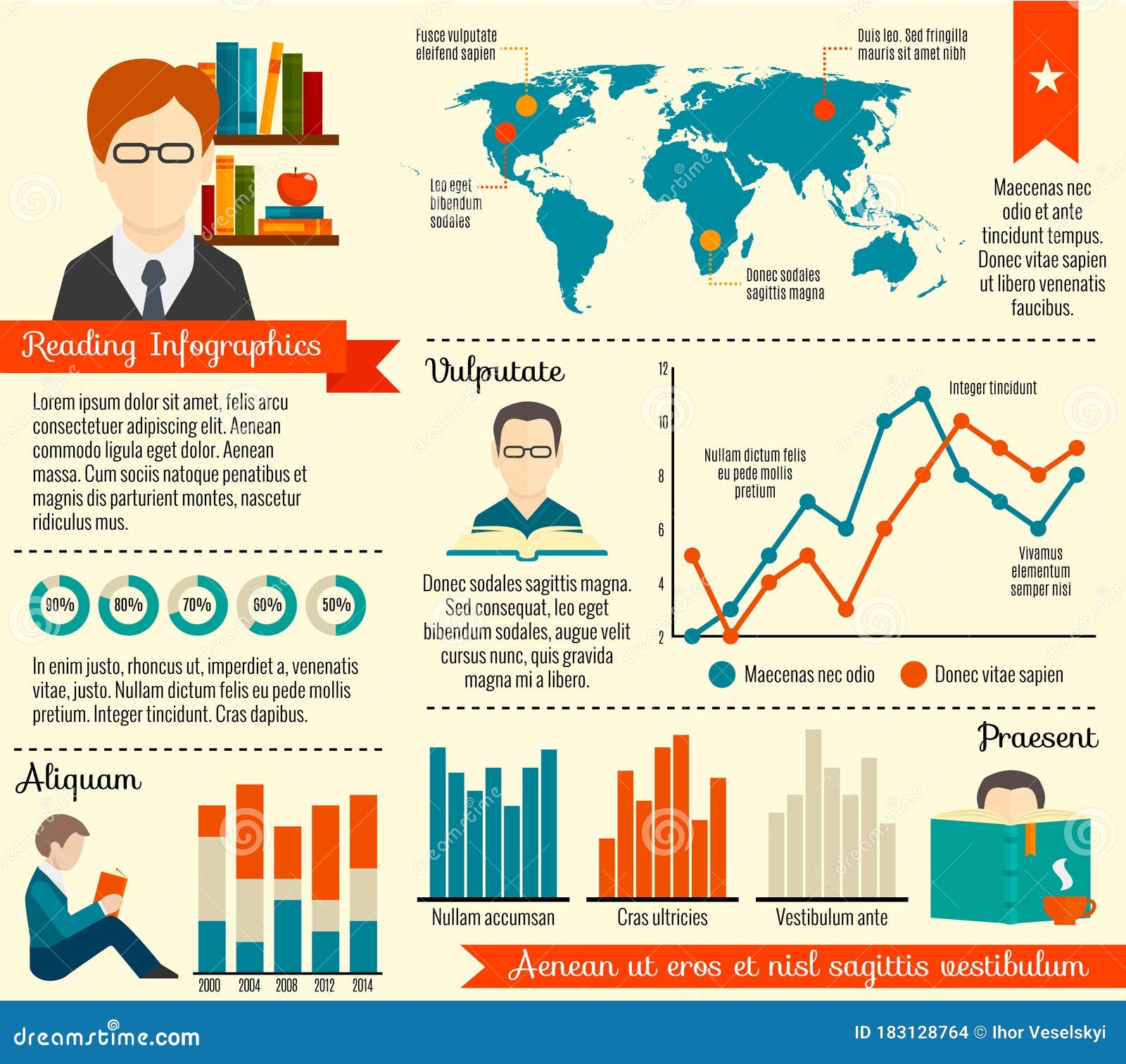 Reading Infographic Set stock vector. Illustration of encyclopedia ...